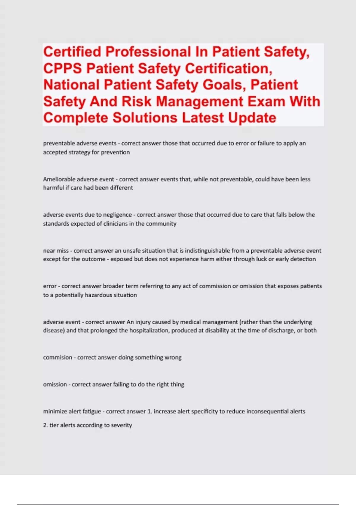 Certified Professional In Patient Safety, CPPS Patient Safety Certification, National Patient ...