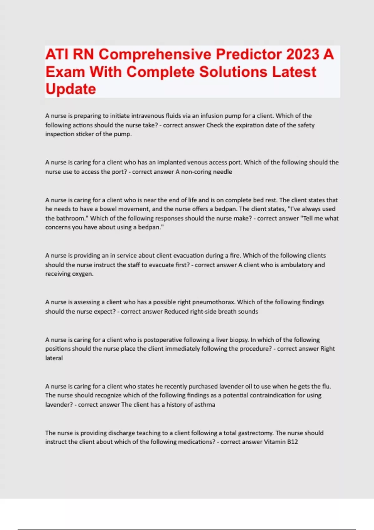 ATI RN Comprehensive Predictor 2023 A Exam With Complete Solutions ...