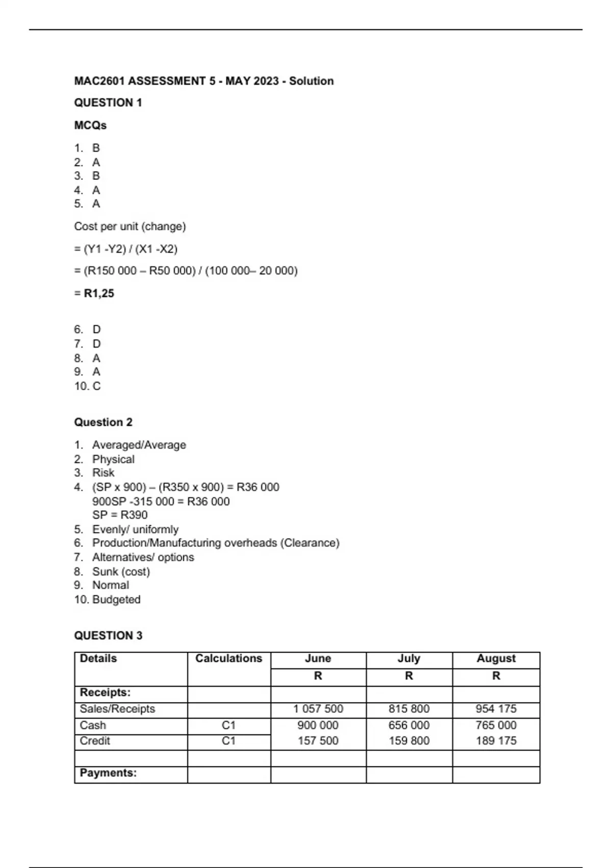 MAC2601 Assignment 5 2023 Solution - Accounting 200 (MAC2601) - Stuvia SA