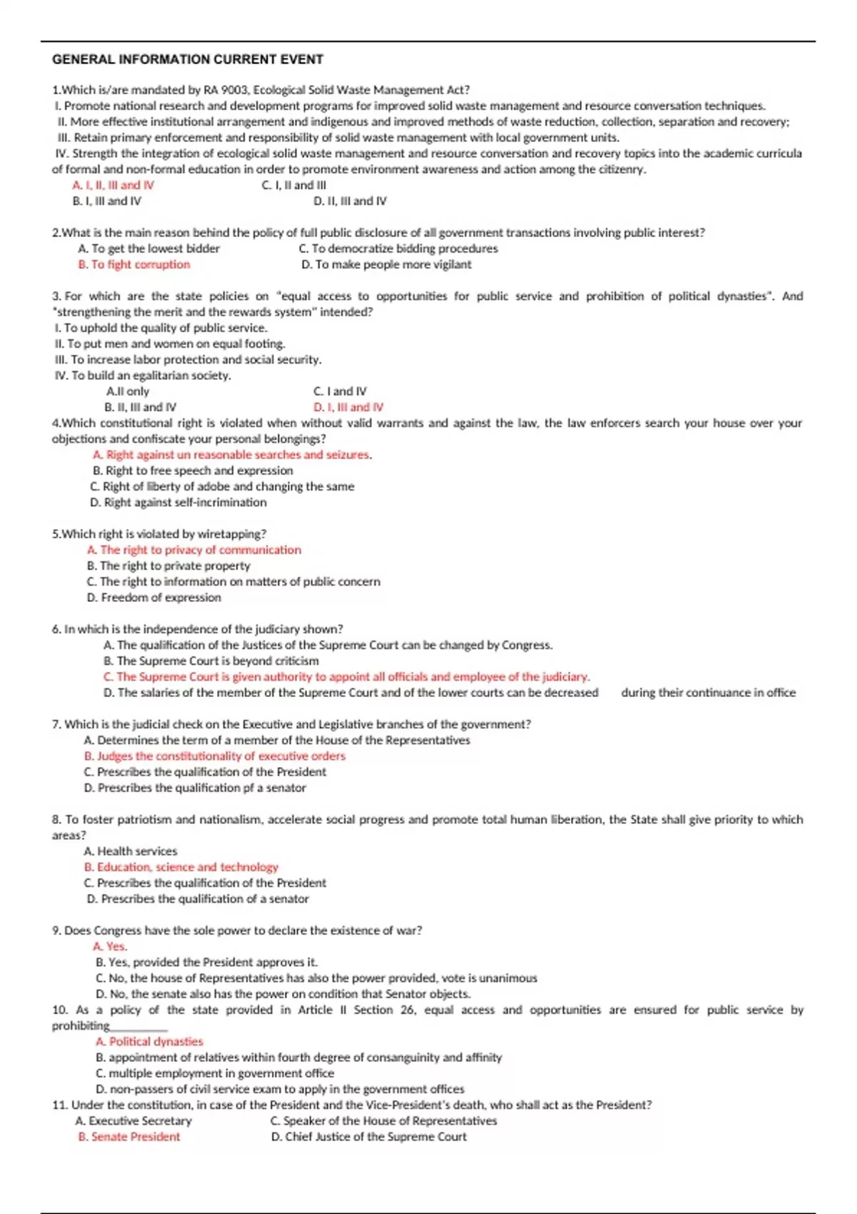 GENERAL INFORMATION CURRENT EVENT EXAM WITH ANS LATEST UPDATE 2024 ...