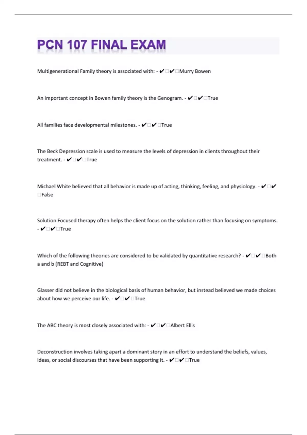 PCN 107|43 Final Exam Questions And Answers - PCN 107 - Stuvia US