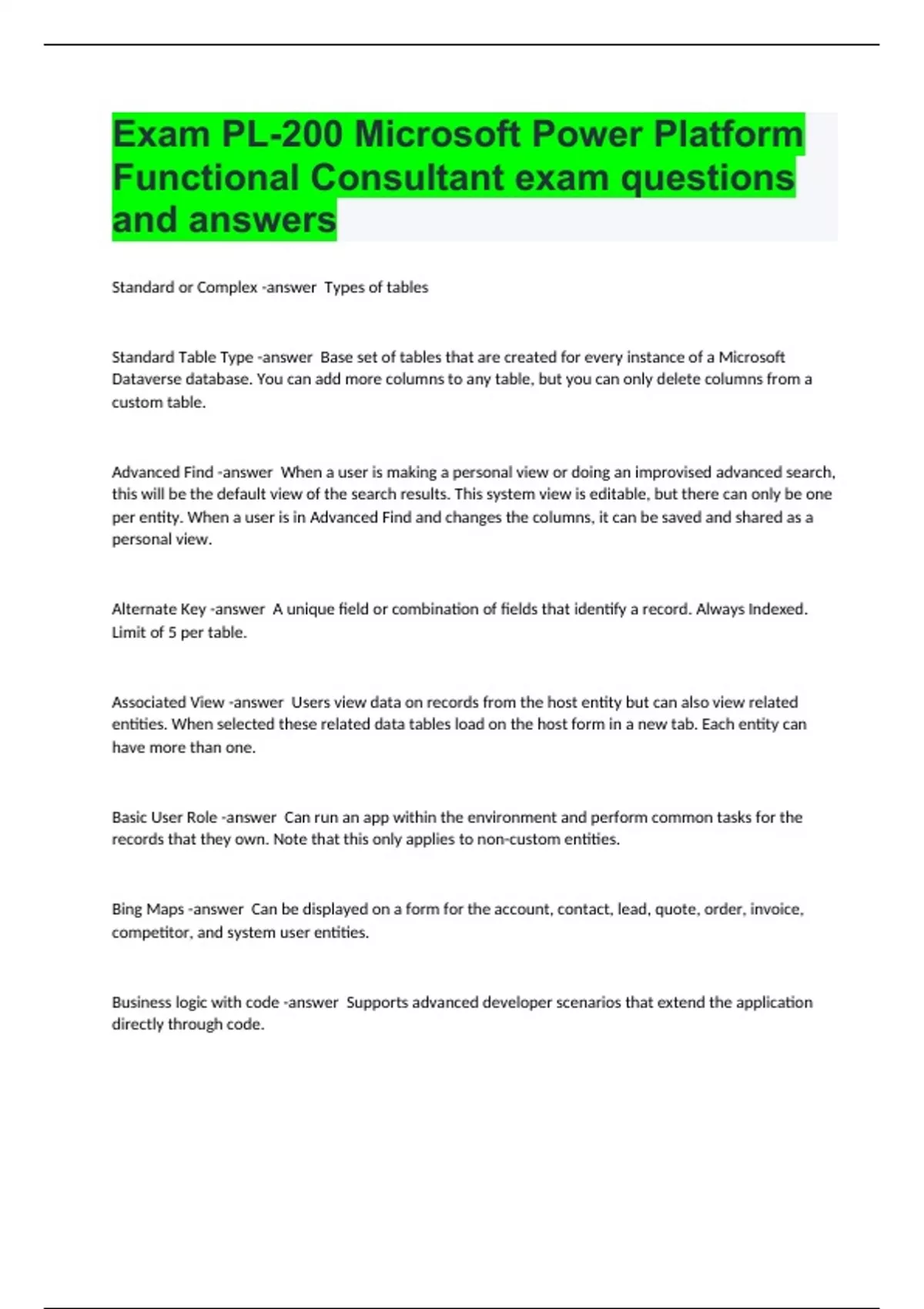 Exam PL-200 Microsoft Power Platform Functional Consultant exam ...