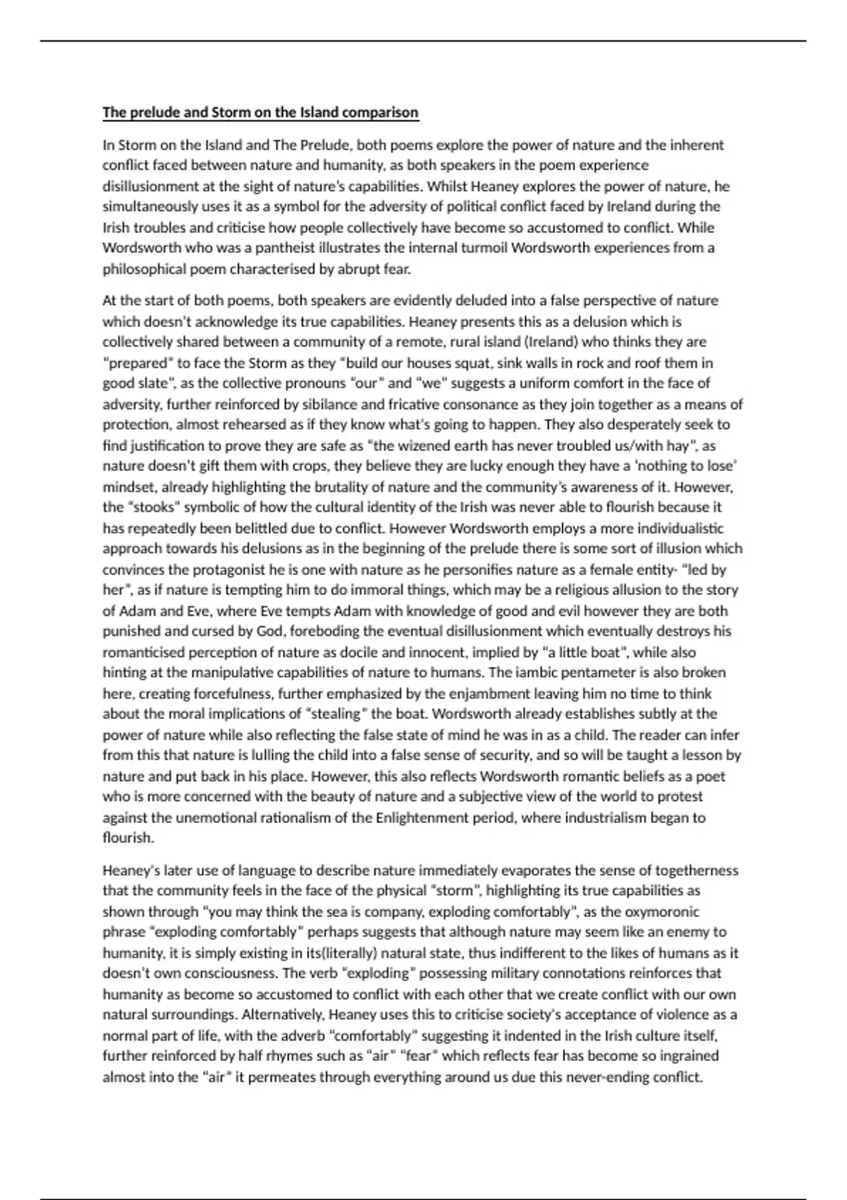 The prelude vs Storm on the Island comparison: GCSE English Literature ...