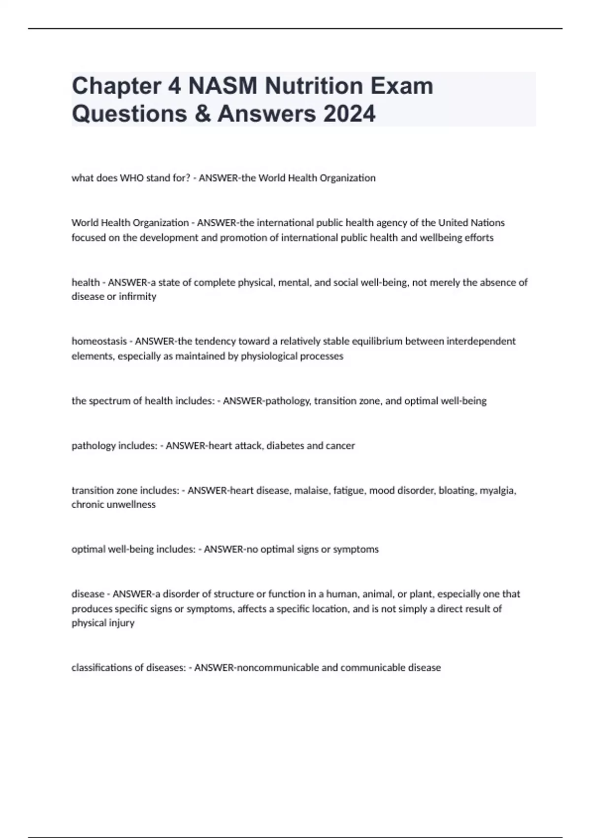 Chapter 4 NASM Nutrition Exam Questions & Answers 2024 - Chapter 4 NASM ...