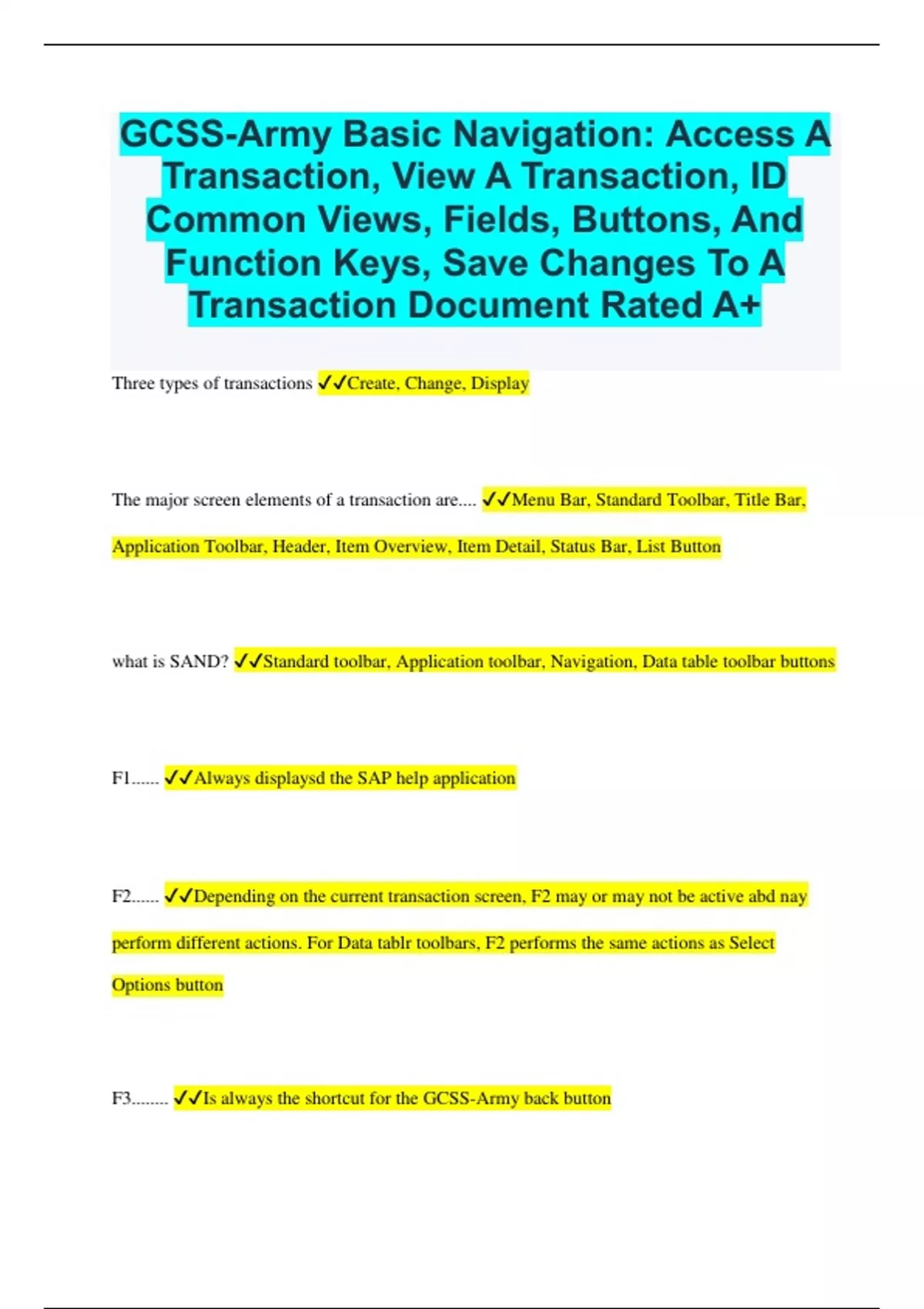 Gcss Army Basic Navigation Access A Transaction View A Transaction