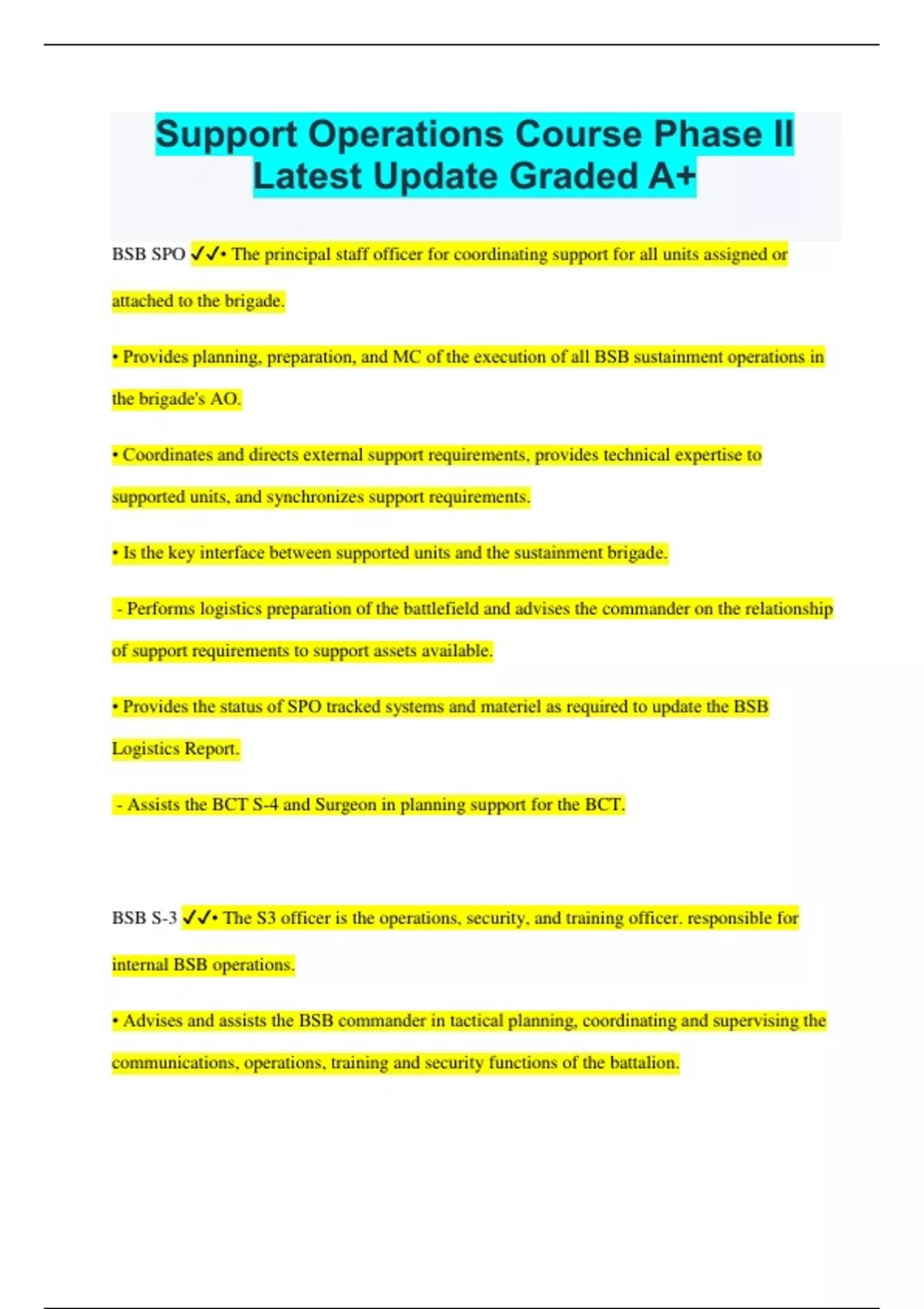 Support Operations Course Phase II Latest Update Graded A+ - Support ...
