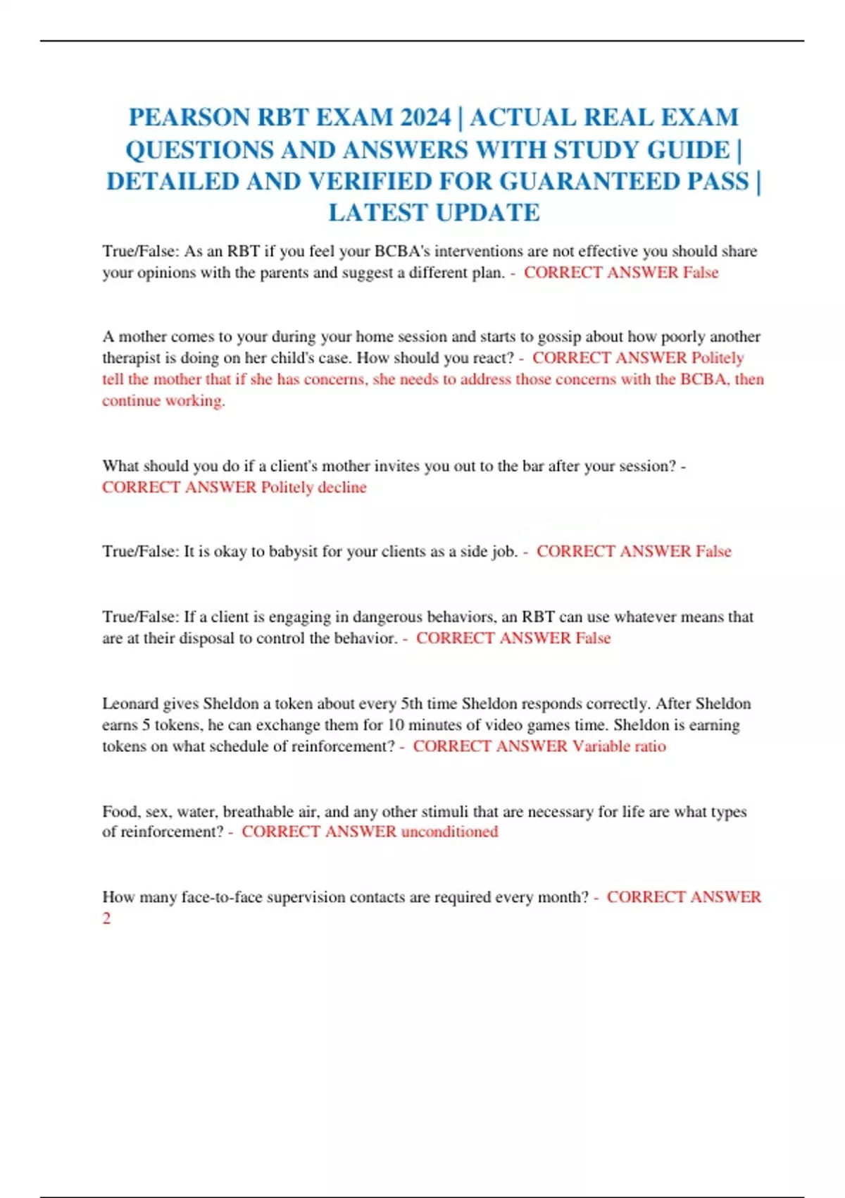 PEARSON RBT EXAM 2024 | ACTUAL REAL EXAM QUESTIONS AND ANSWERS WITH ...