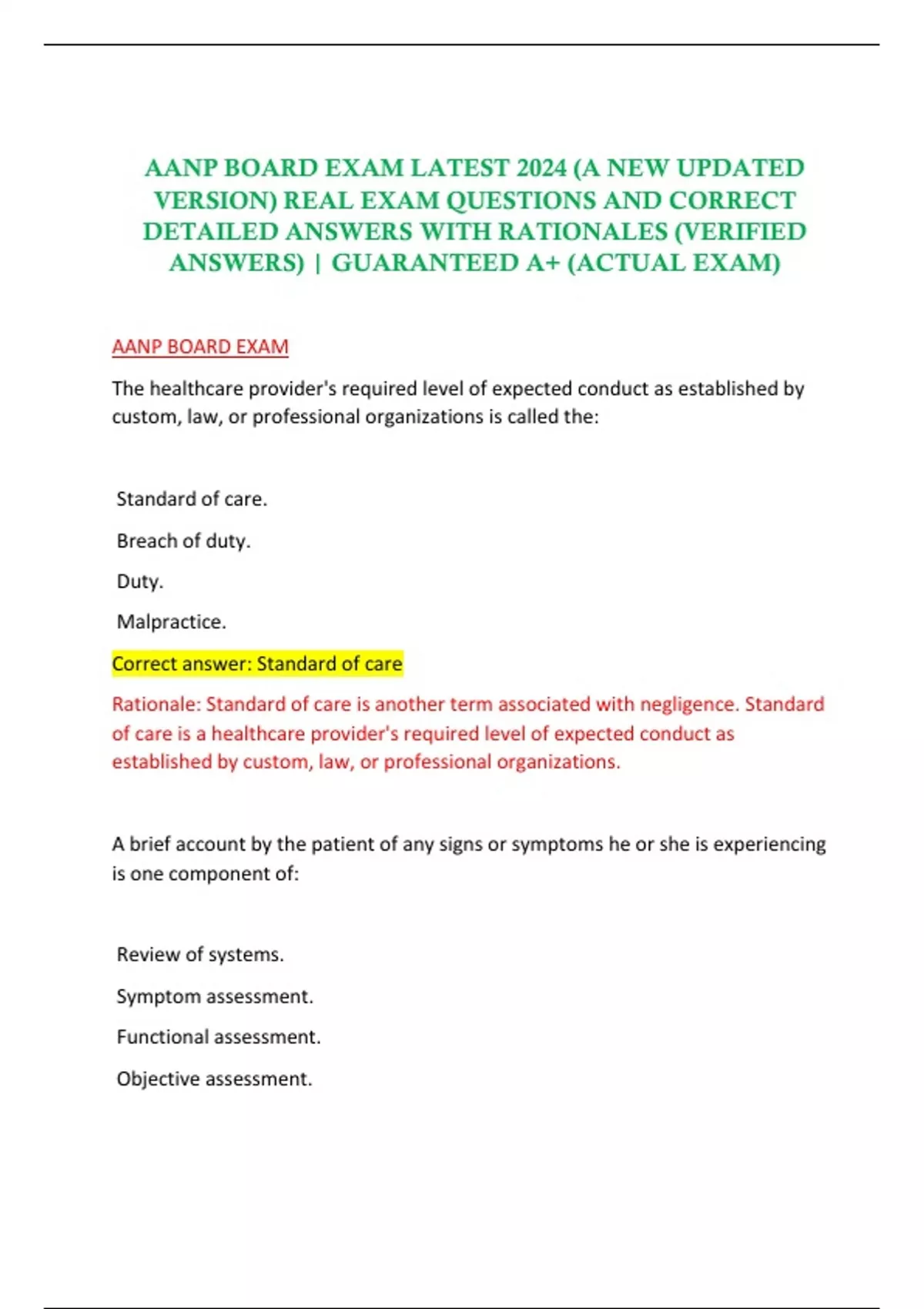 AANP BOARD EXAM LATEST 2024 (A NEW UPDATED VERSION) REAL EXAM QUESTIONS ...