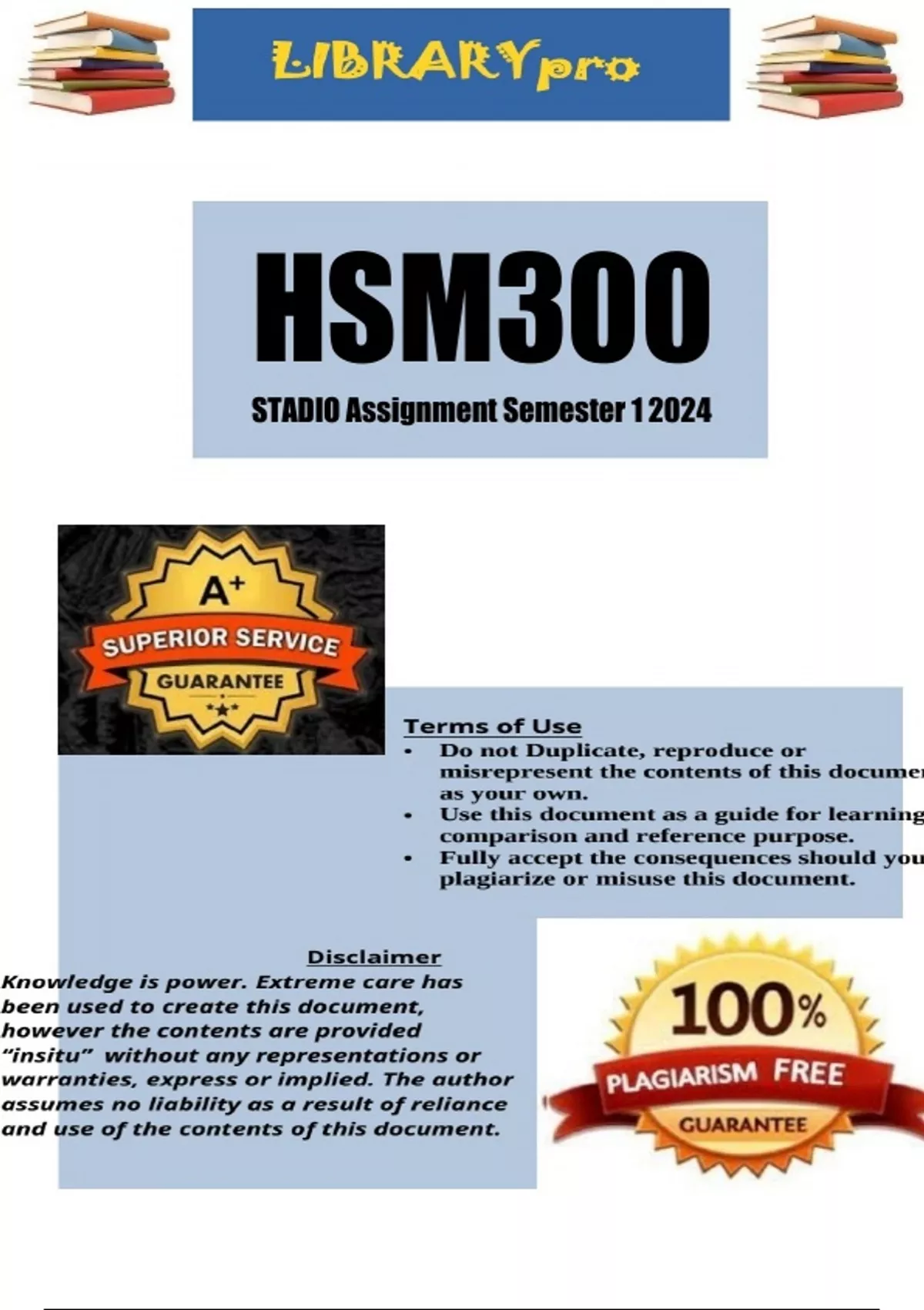HSM300 STADIO Assignment Semester 1 2024 - DUE 15 March 2024 - Health ...