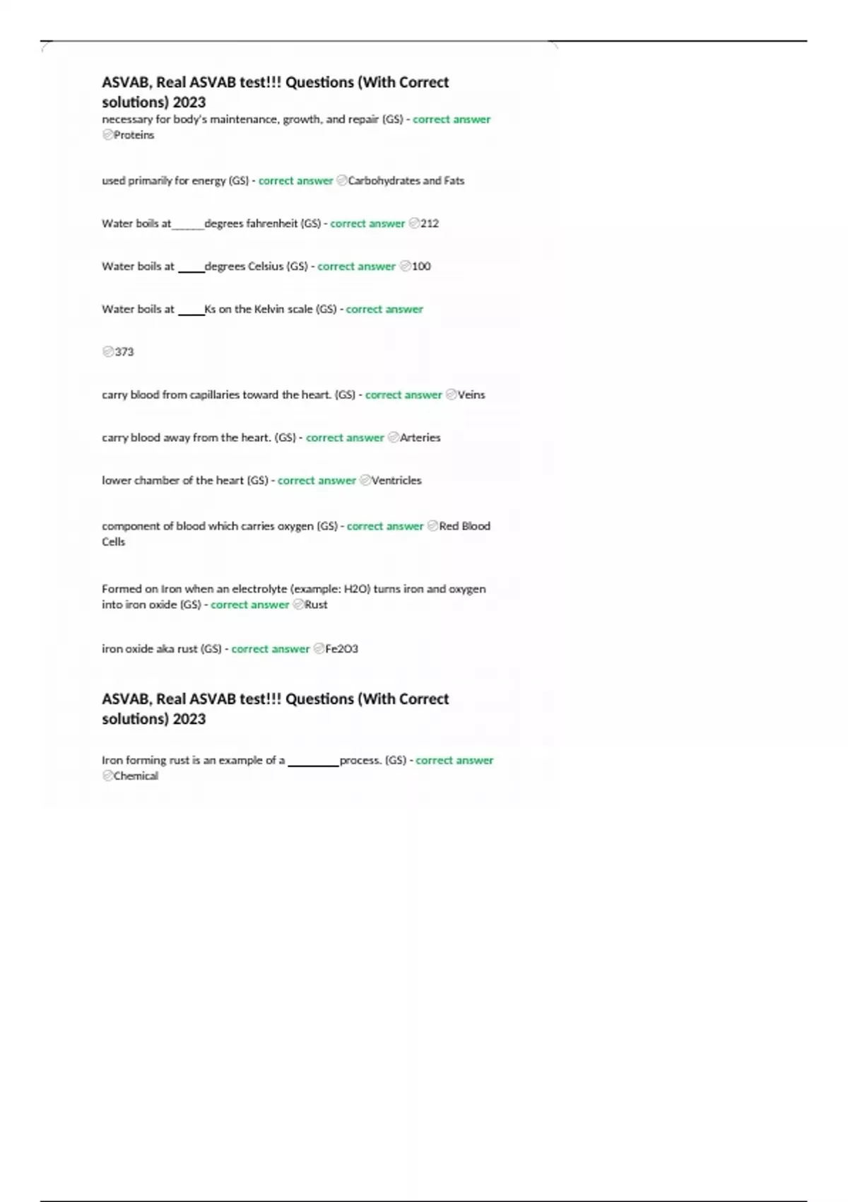 ASVAB, Real ASVAB test!!! Questions (With Correct solutions) 2023 ...