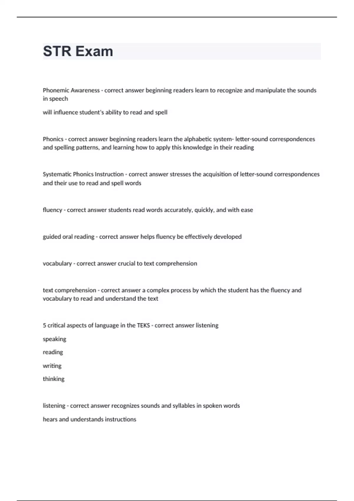 STR Exam question n answer 2023/2024 - Cstr - Stuvia US