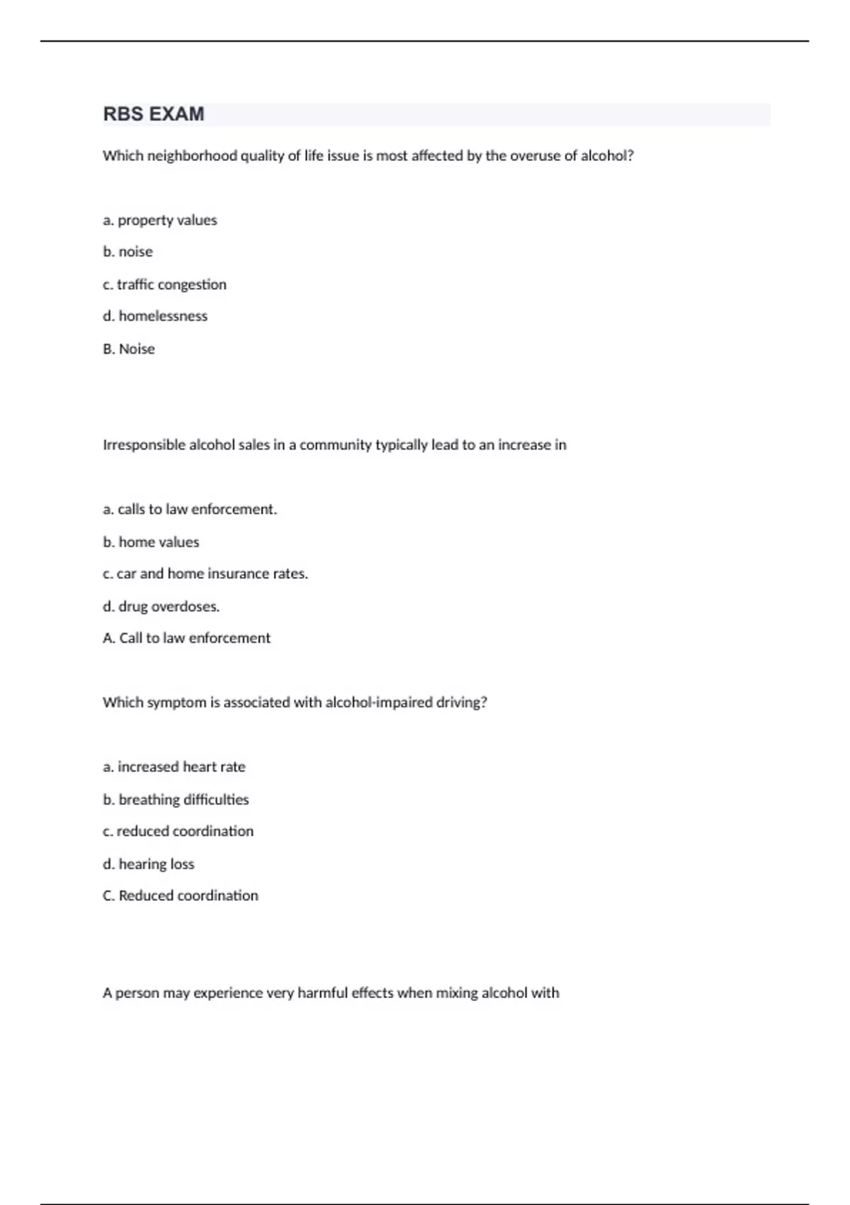 RBS EXAM WITH CORRECT QUESTIONS AND ANSWERS UPDATED 2025 - Rbs - Stuvia US