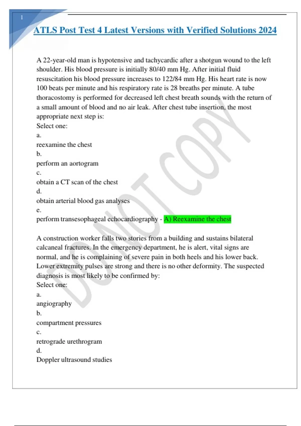 ATLS Post Test 4 Latest Versions with Verified Solutions 2024 - ATLS ...