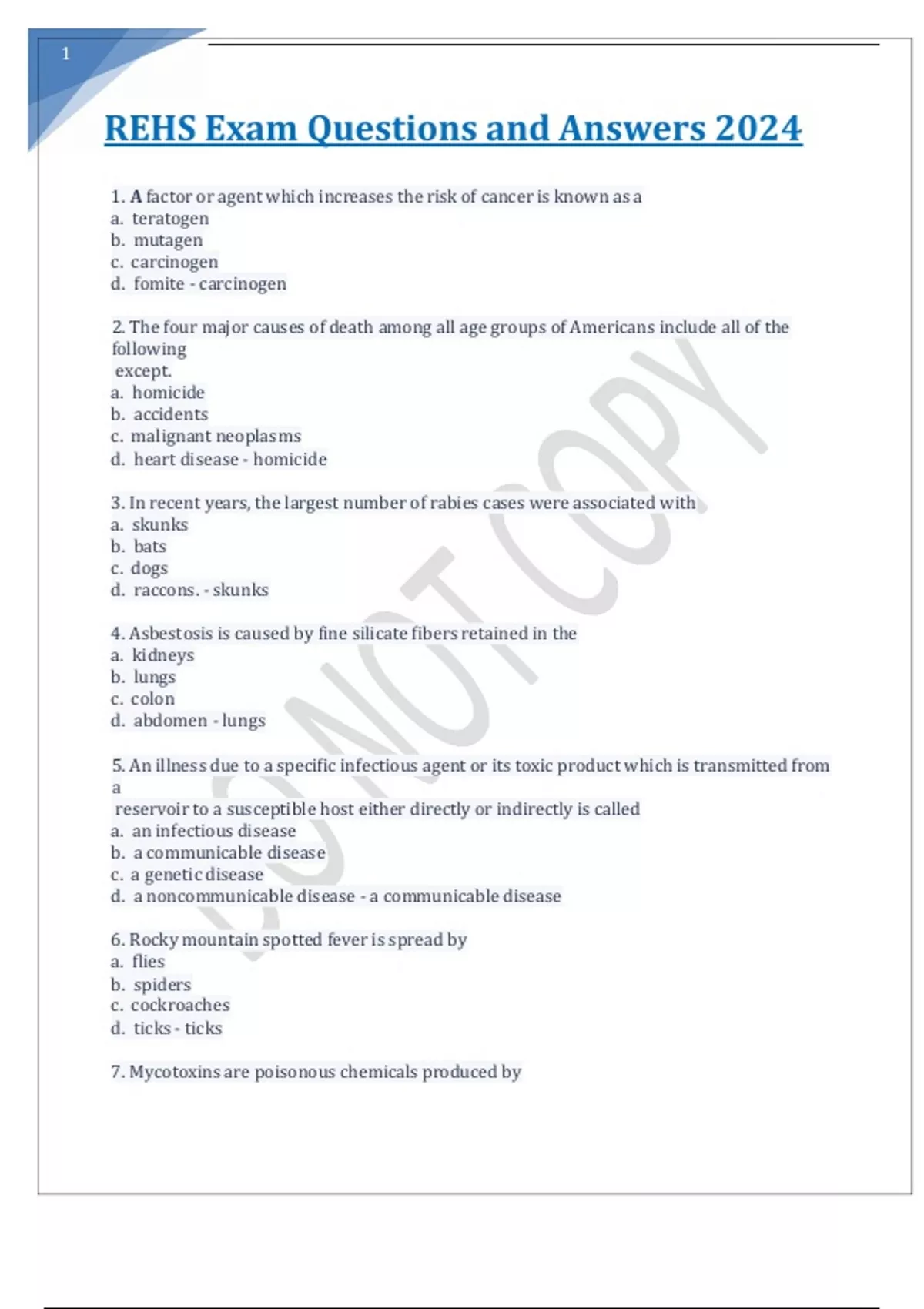 REHS Exam Questions and Answers 2024 - REHS - Stuvia US