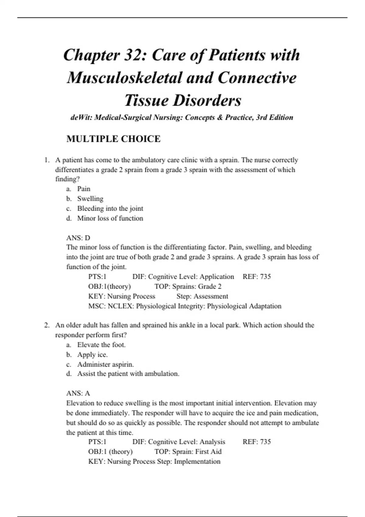 Chapter 32: Care of Patients with Musculoskeletal and Connective Tissue ...