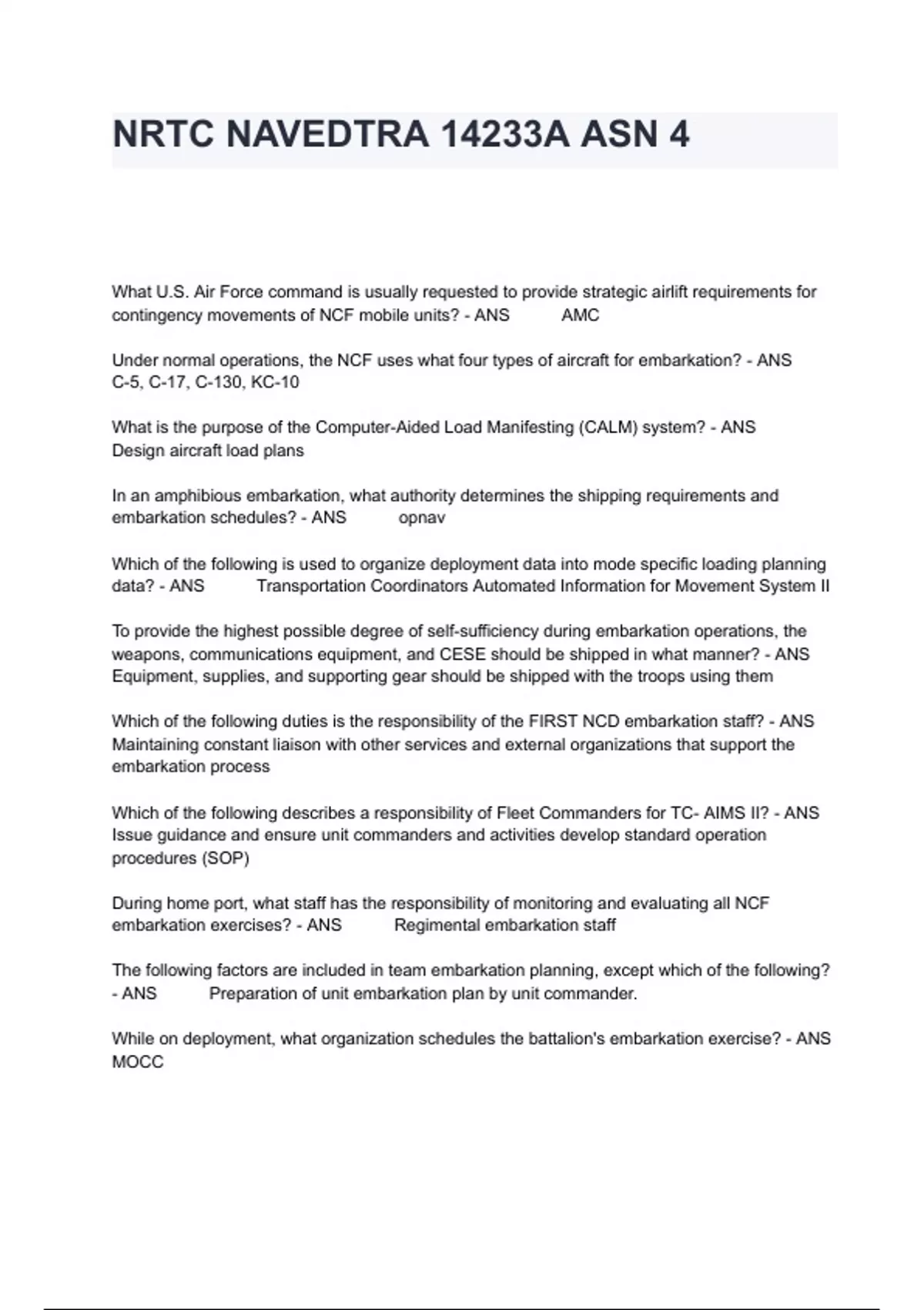 NRTC NAVEDTRA 14233A ASN 4 Questions With Correct Answers - NRTC ...