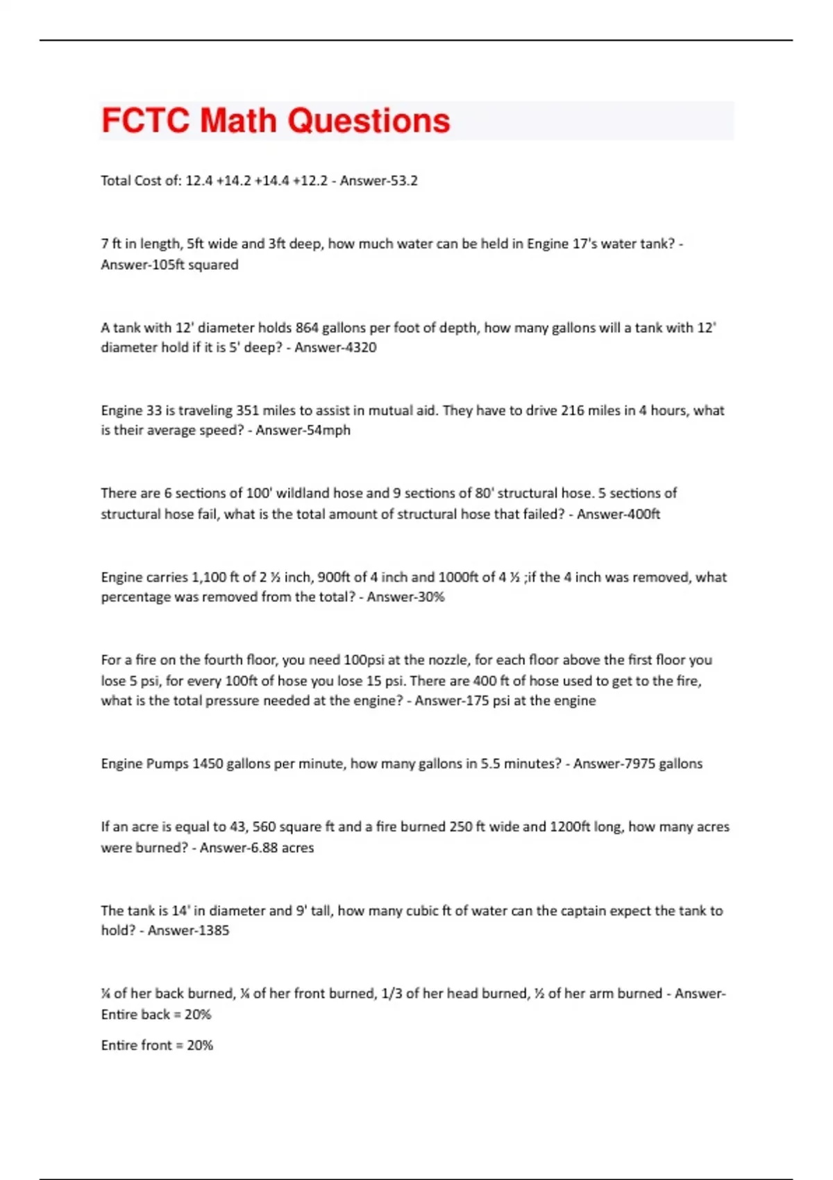 FCTC Math Questions and Answers(A+ Solution guide) - FCTC Math - Stuvia US