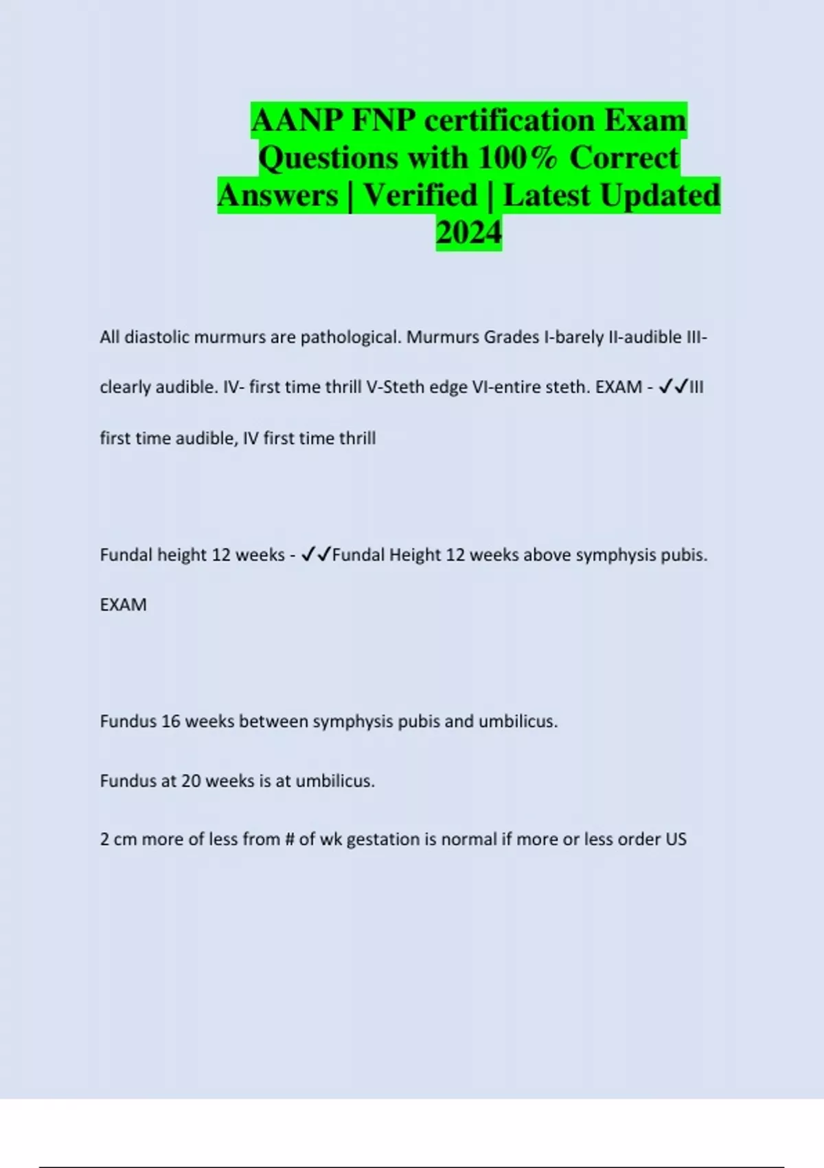 AANP FNP certification Exam Questions with 100% Correct Answers ...