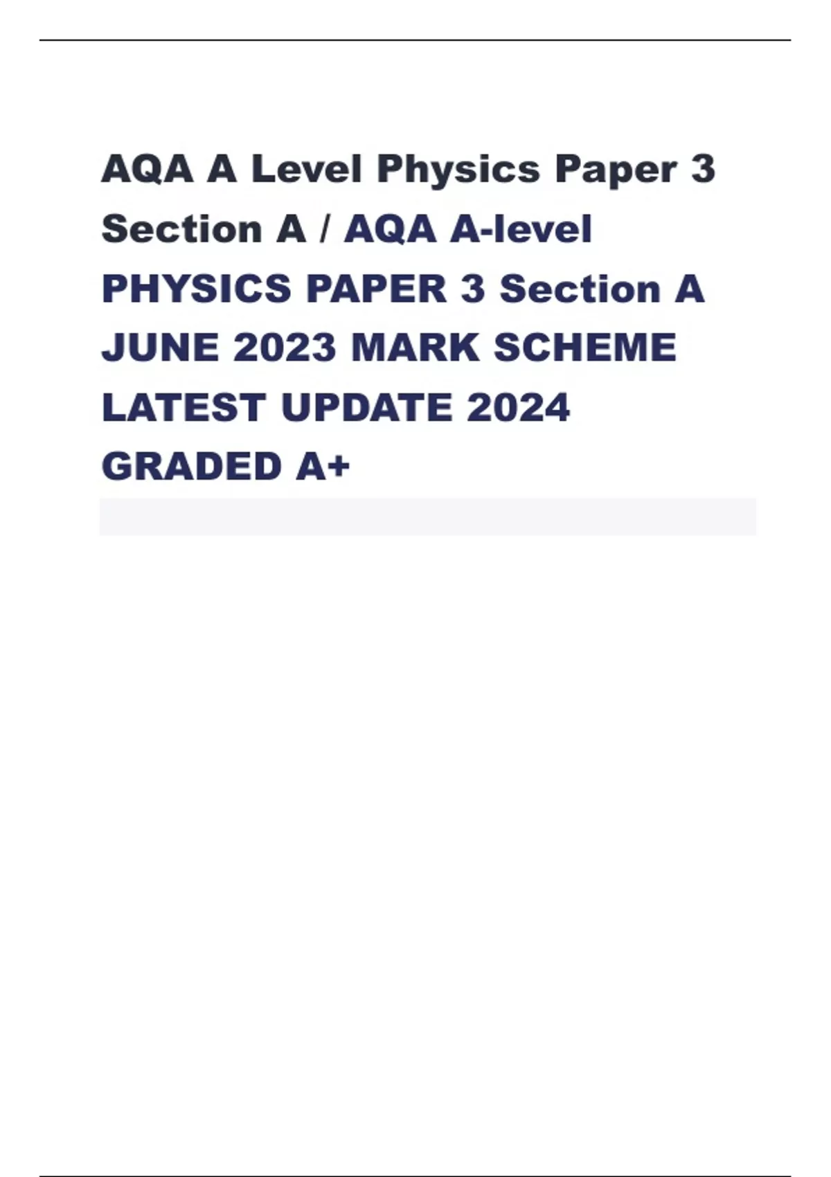 AQA A Level Physics Paper 3 Section A / AQA A-level PHYSICS PAPER 3 ...
