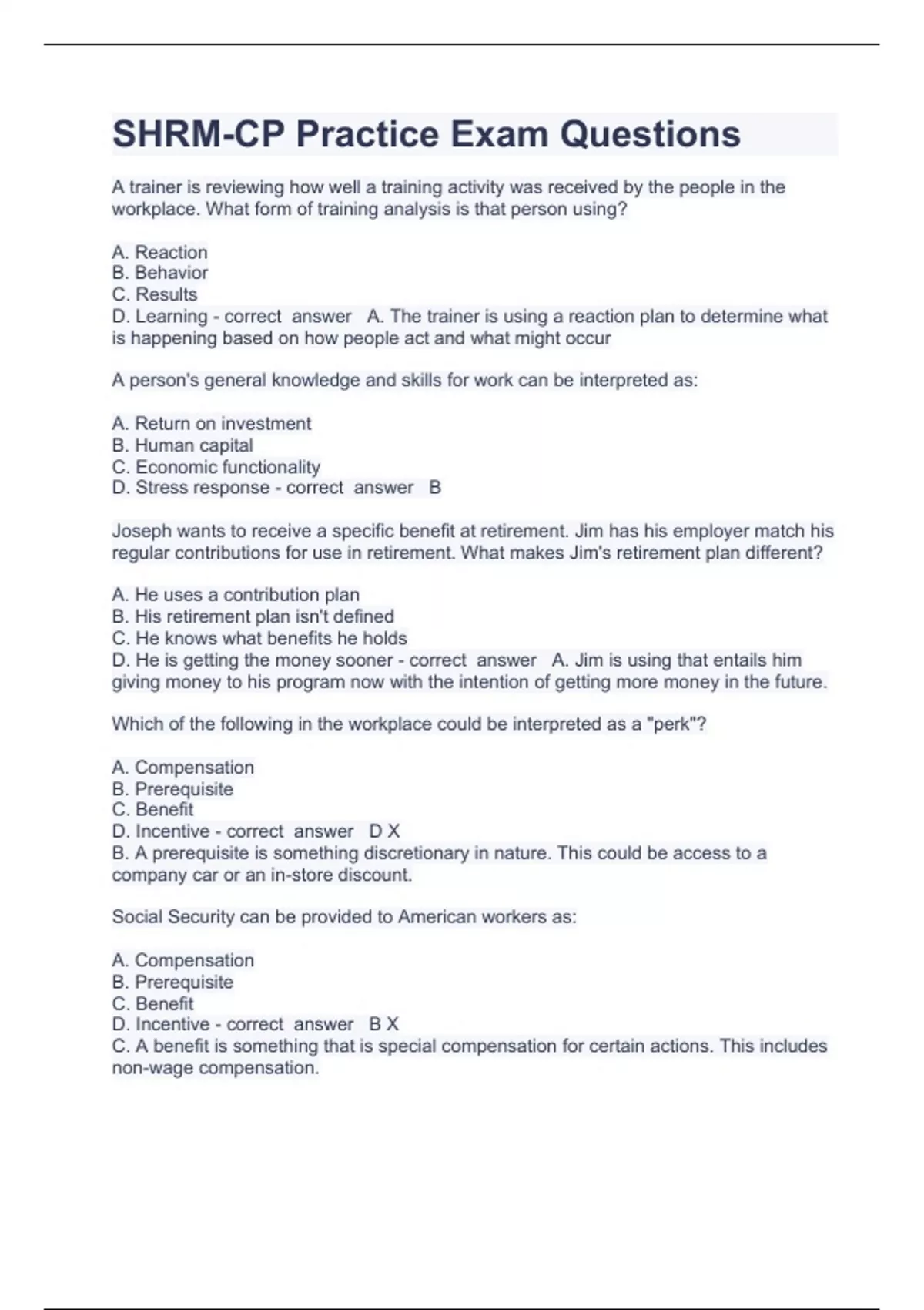 SHRM-CP Practice Exam Questions With Complete Solutions 2024 - SHRM-CP - SHRM Certified ...