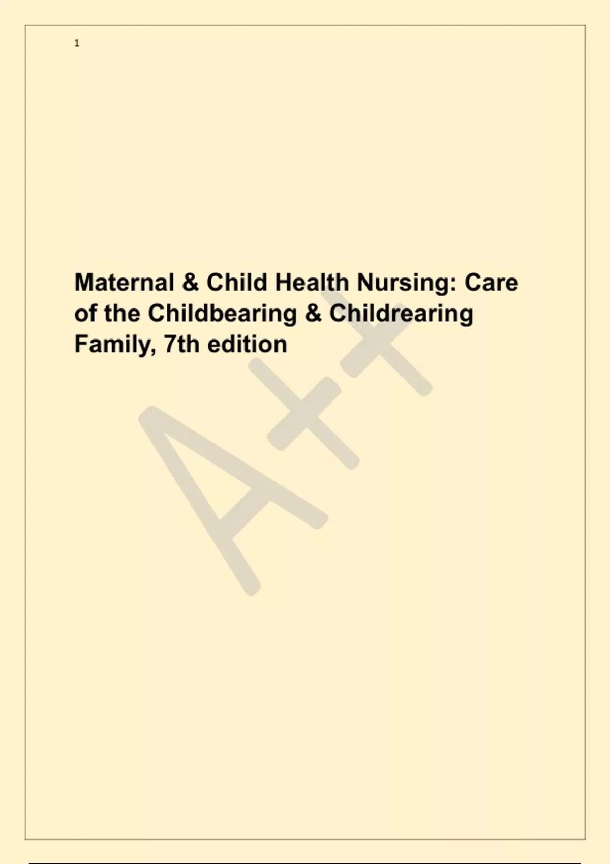 MATERNAL AND CHILD HEALTH NURSING revision class notes 2025 - MATERNAL ...