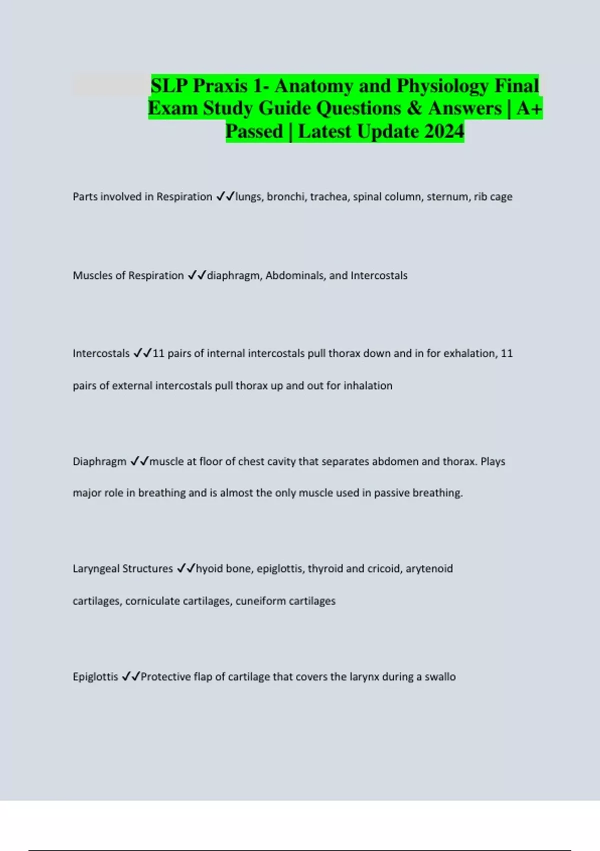 SLP Praxis - Practice Questions & Answers | A+ Passed | Latest Update ...