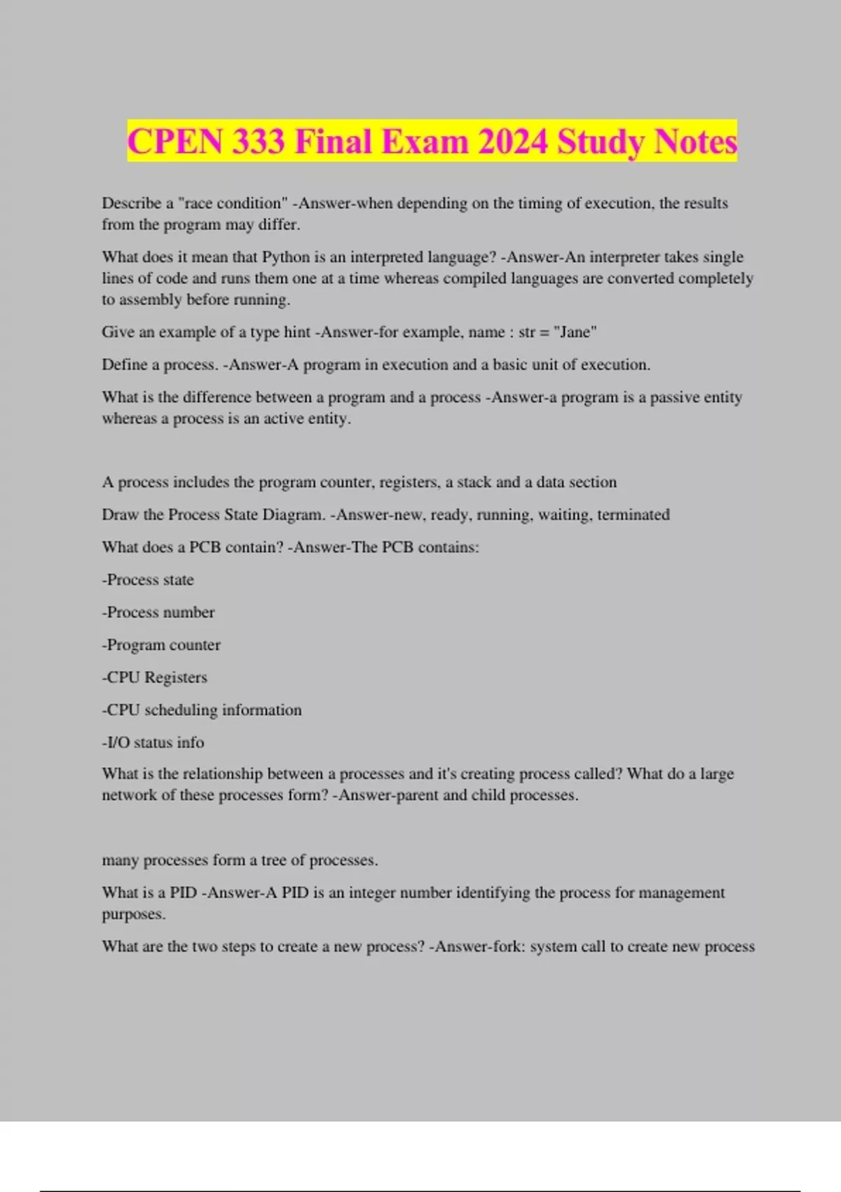 CPEN 333 Final Exam 2024 Study Notes - CPEN - Stuvia US