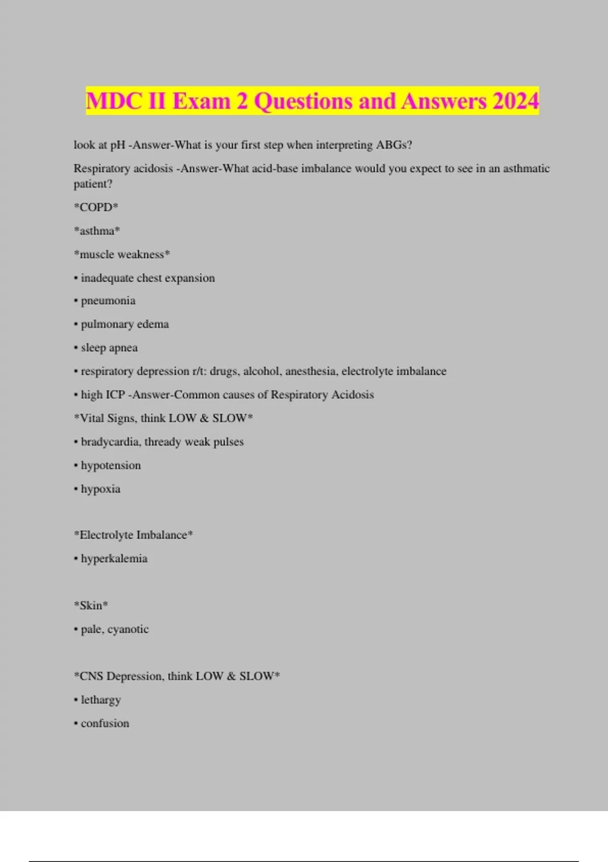 MDC II Exam 2 Questions and Answers 2024 - Multidimensional Care 1 ...