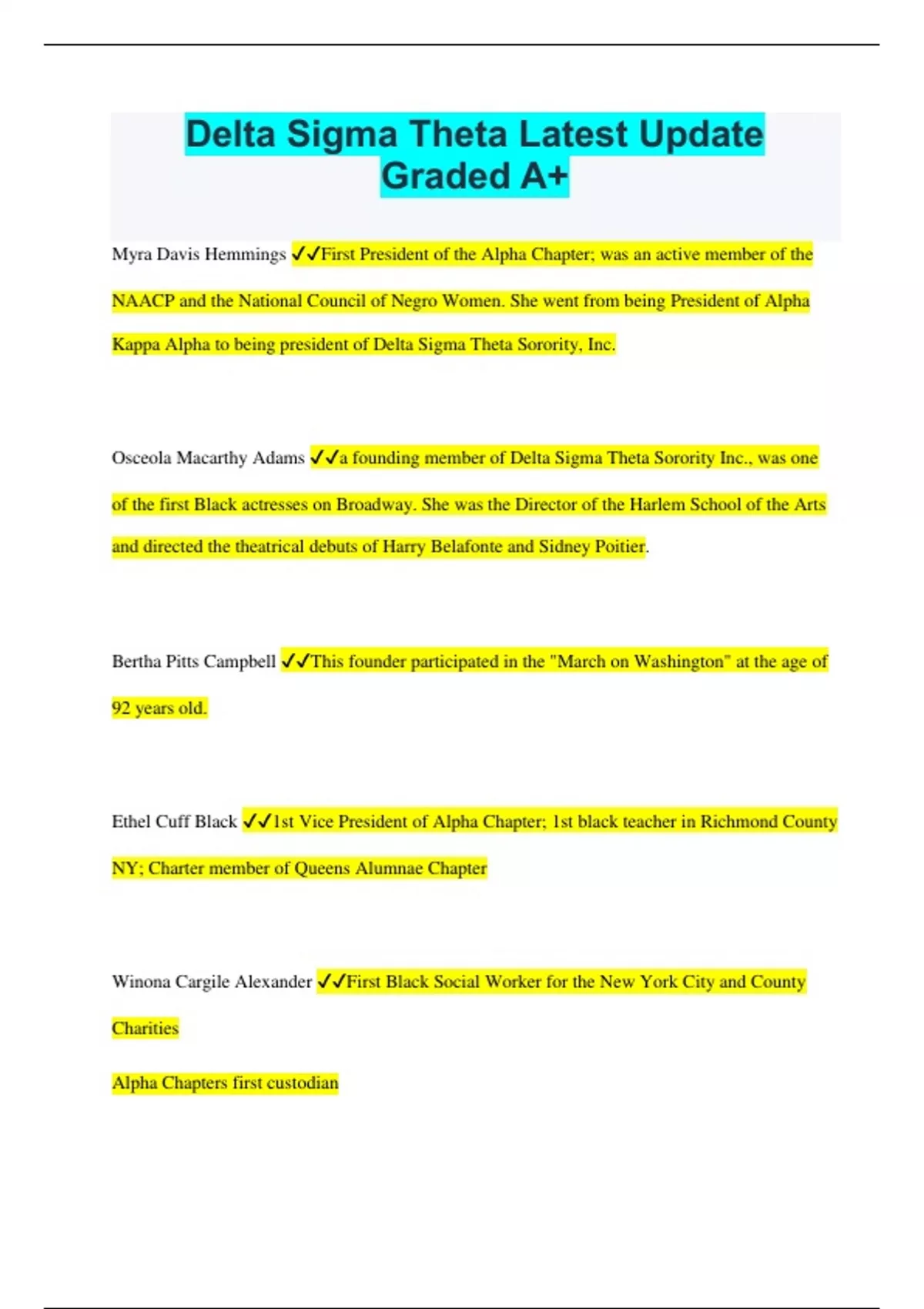 Delta Sigma Theta Latest Update Graded A+ - Delta Sigma Theta - Stuvia US