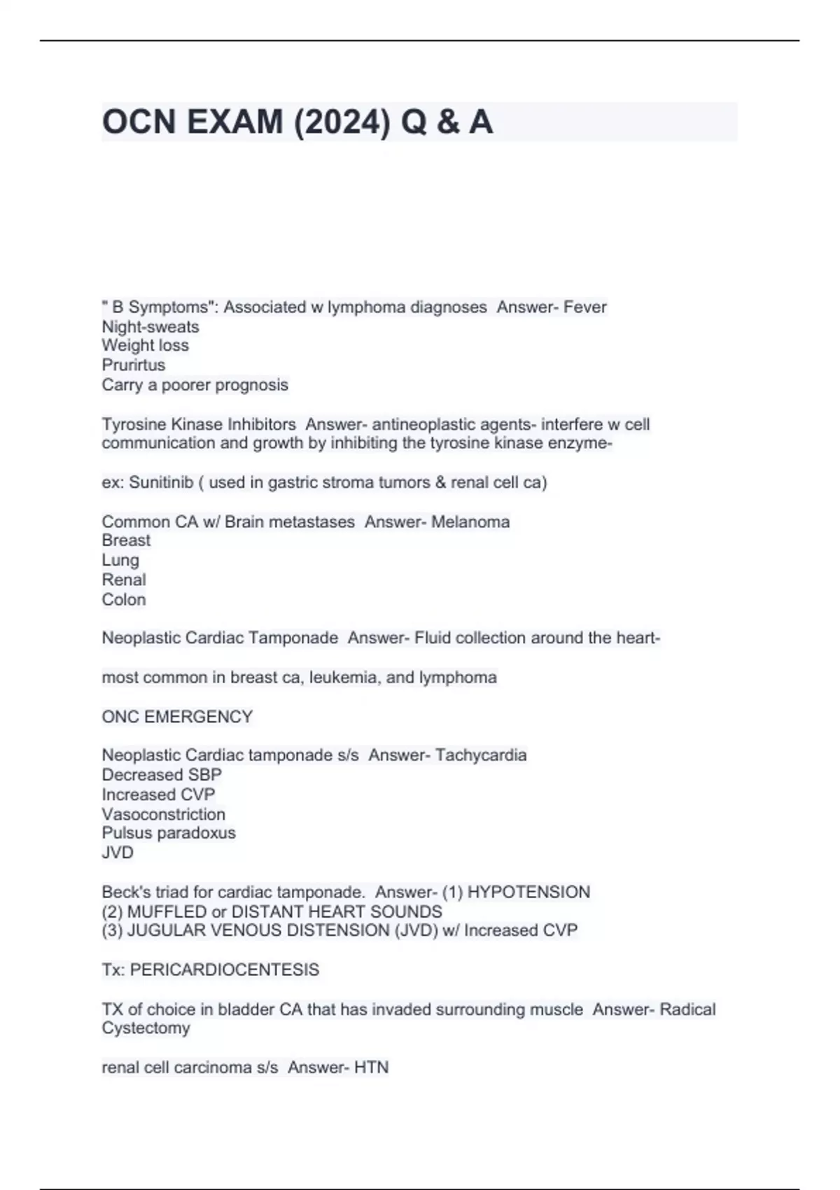 OCN EXAM (2024) Q & A - OCN - Stuvia US