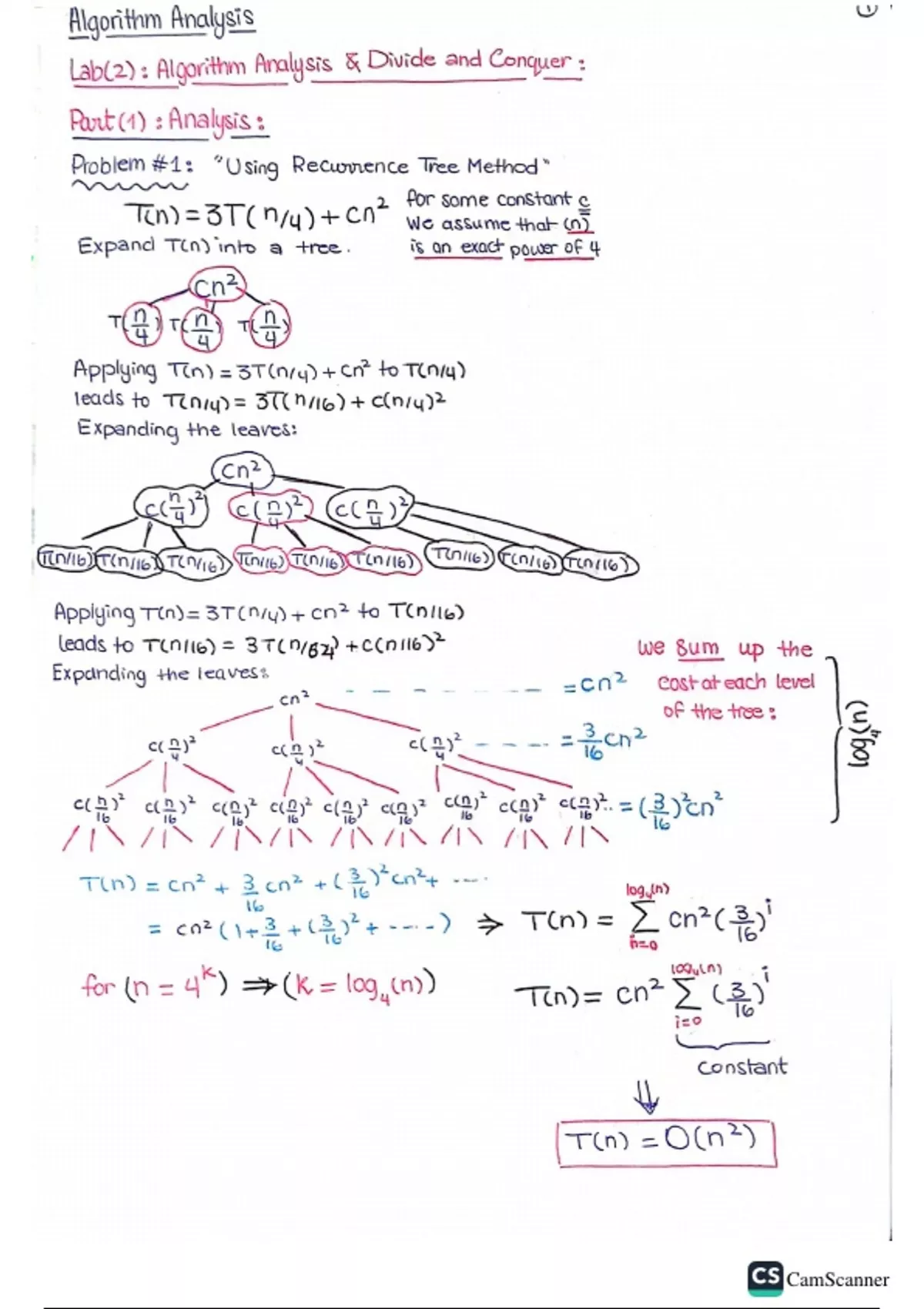Algorithm Analysis Examples | Recurrence Relations - 2023/2024 - CS321 (ALGORITHMS) - Stuvia US
