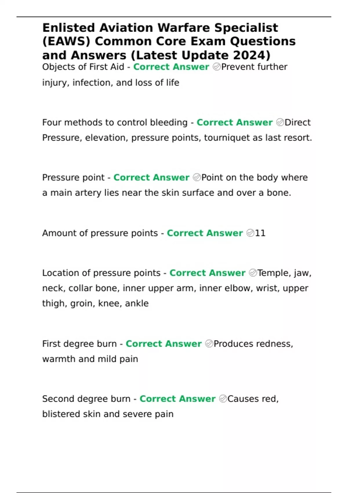 Enlisted Aviation Warfare Specialist (EAWS) Common Core Exam Questions ...