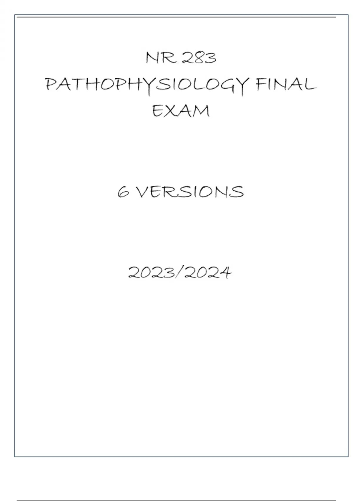 NR 283 PATHOPHYSIOLOGY FINAL EXAM 6 VERSIONS - NR 283 PATHOPHYSIOLOGY ...
