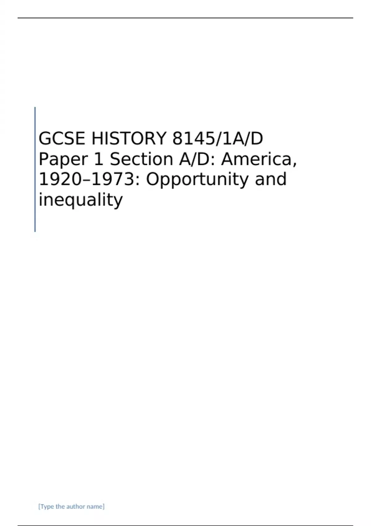 AQA GCSE HISTORY Paper 1 Section A/D MARK SCHEME JUNE /1A/D - HISTORY ...