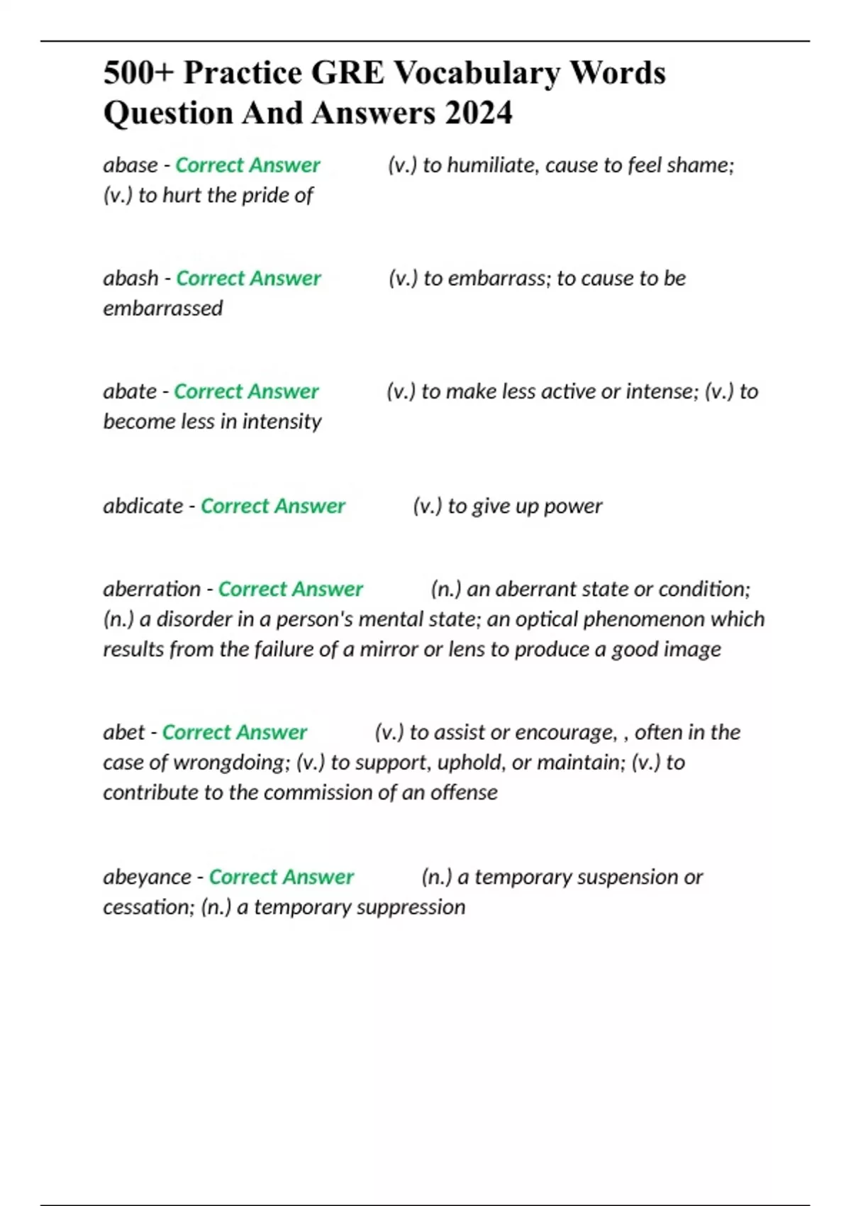 500+ Practice GRE Vocabulary Words Question And Answers 2024 - 500 ...