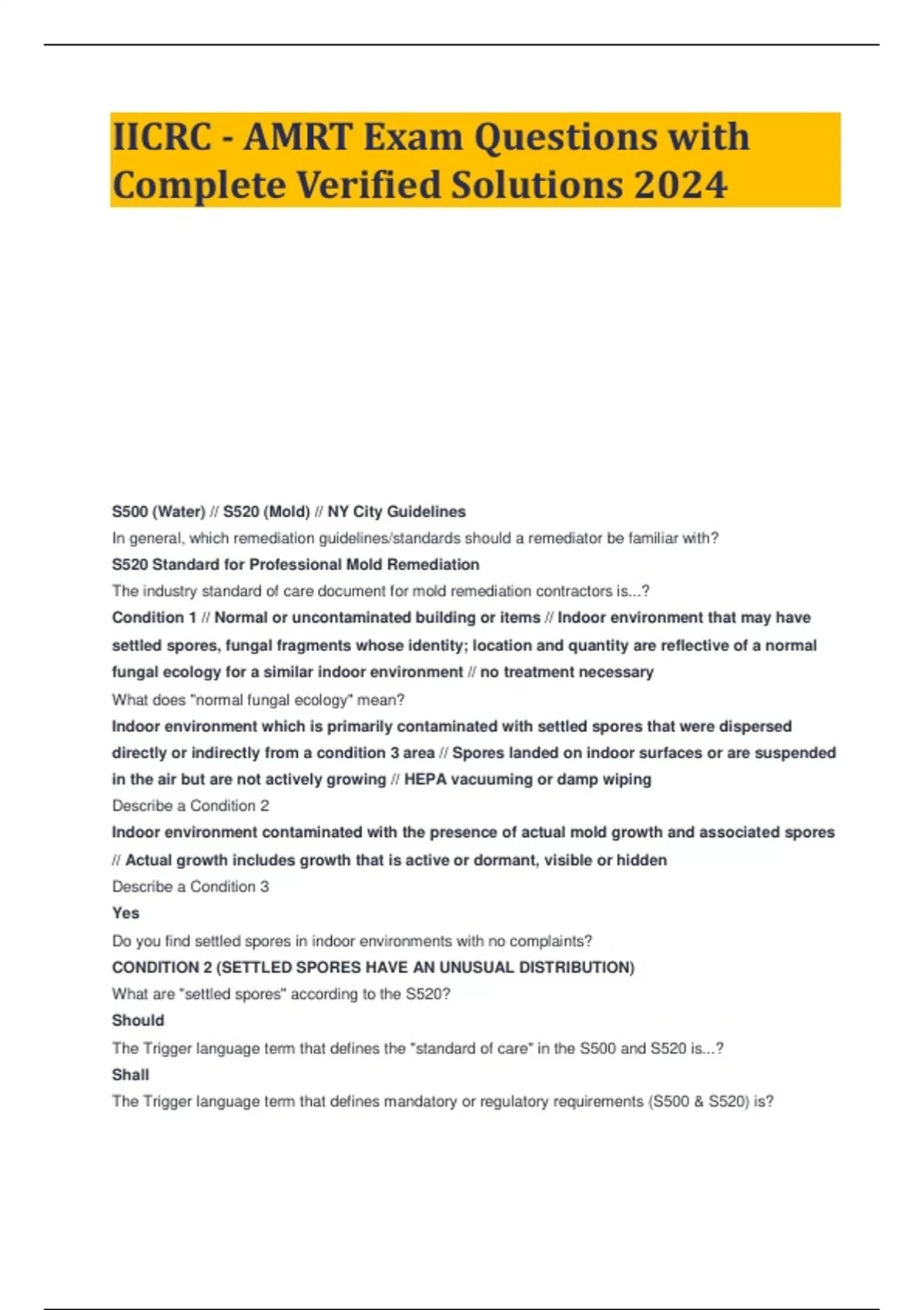 IICRC - AMRT Exam Questions with Complete Verified Solutions 2024 ...