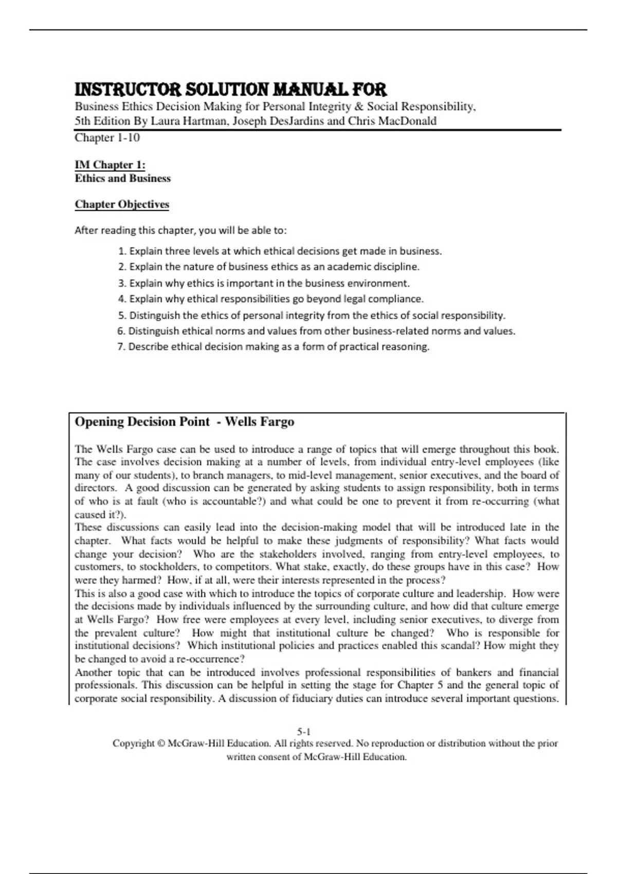 Solution Manual for Business Ethics Decision Making for Personal ...