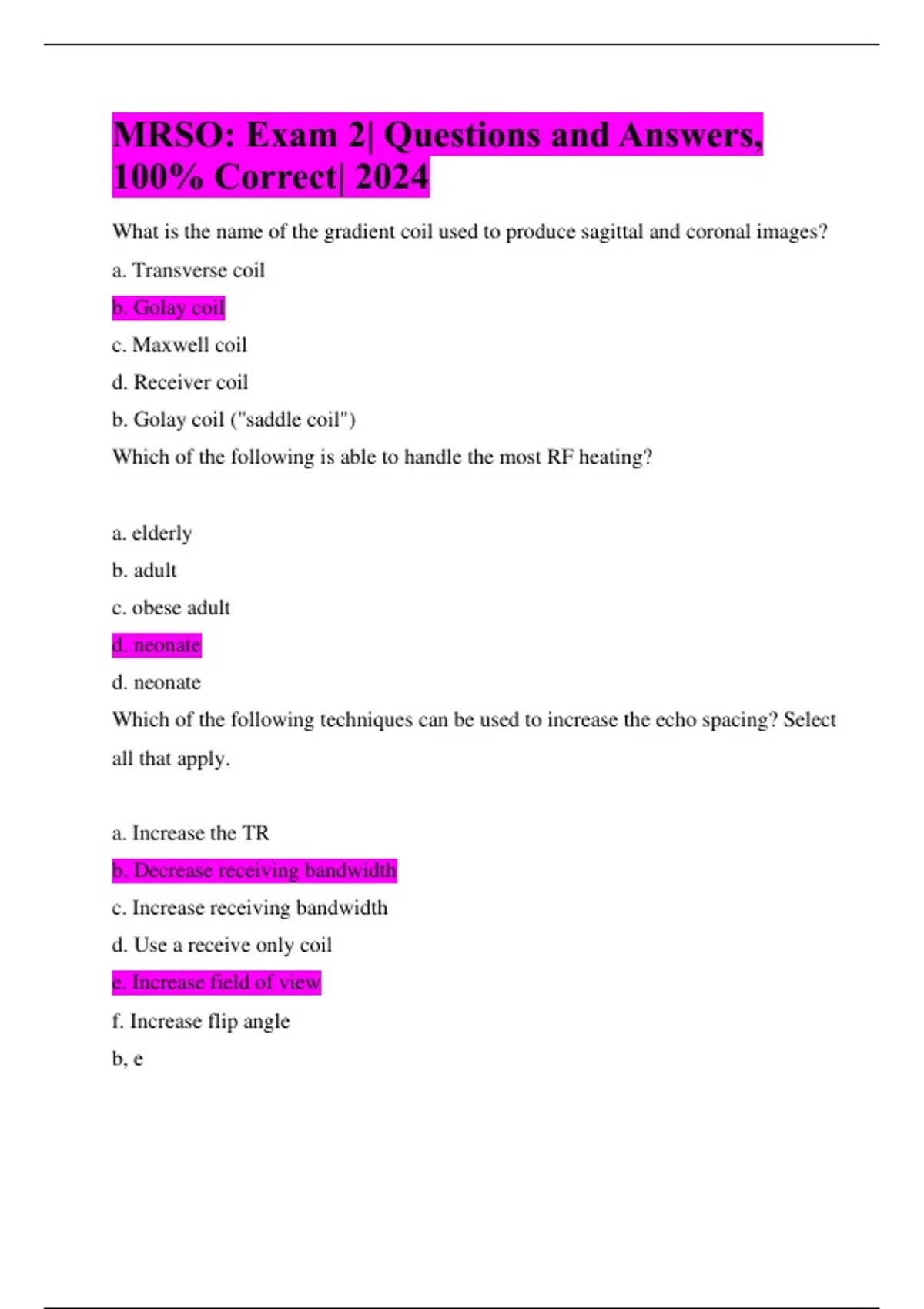 MRSO: Exam 2| Questions and Answers, 100% Correct| 2024 - MRSO - Stuvia US