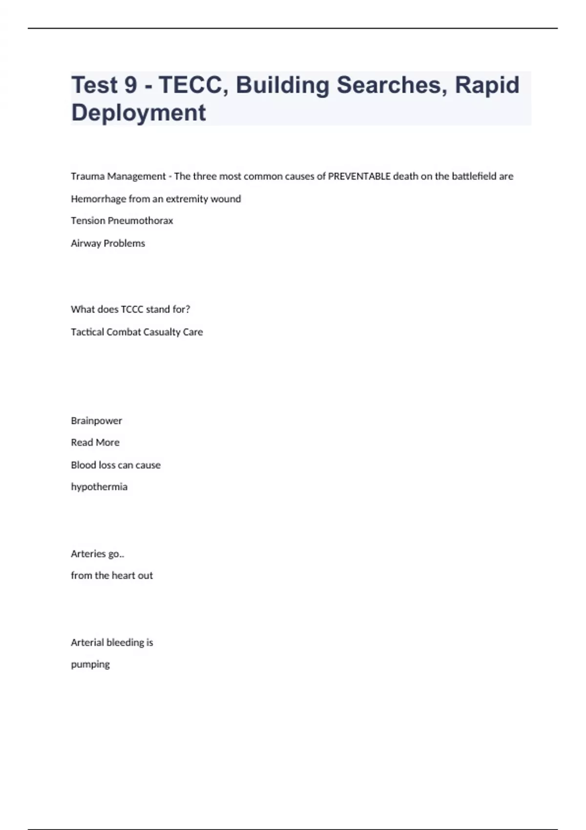 Test 9 - TECC, Building Searches, Rapid Deployment questions with ...