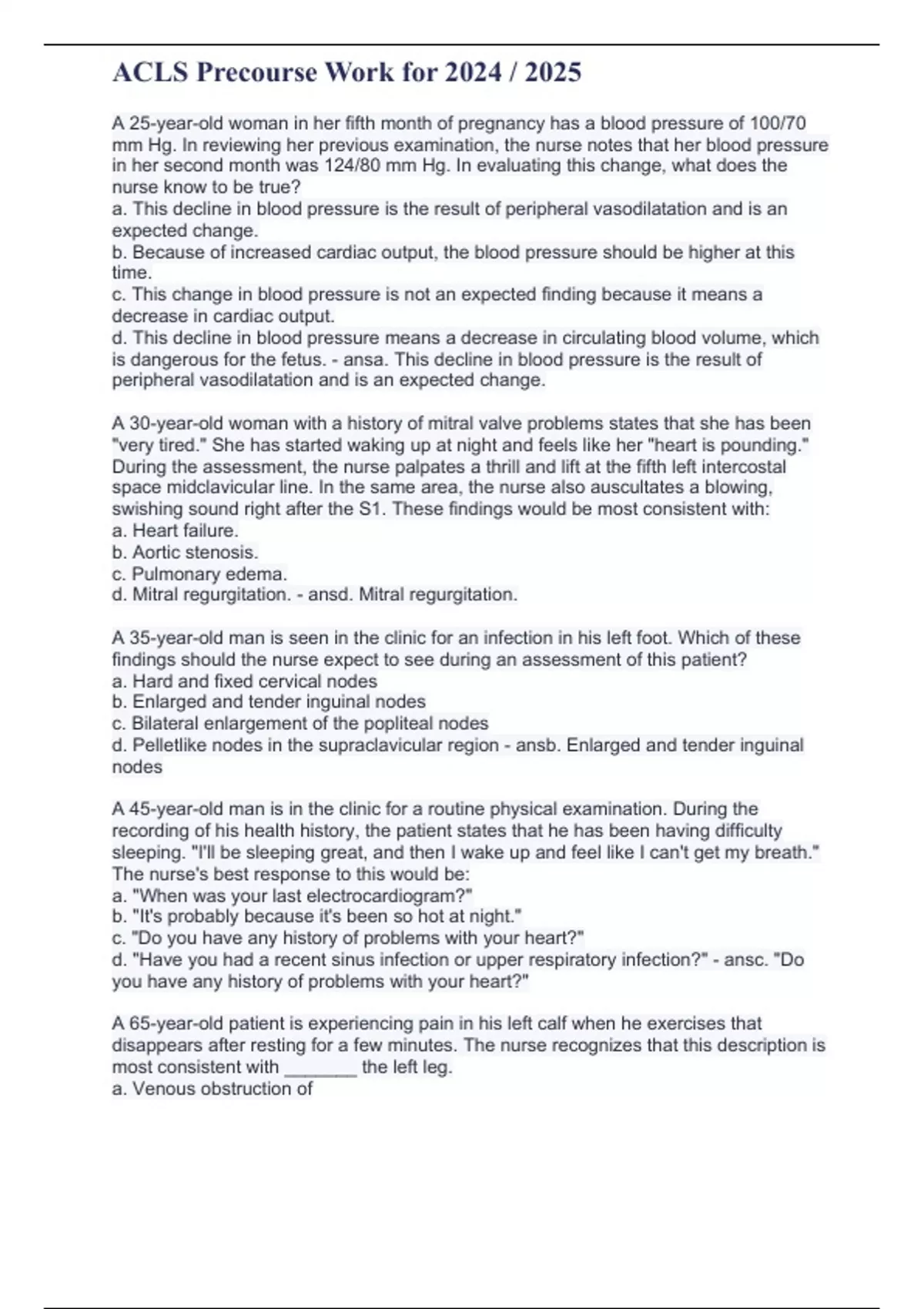 ACLS Precourse Work for 2024 / 2025 - ACLS Precourse Work for 2024 / ...