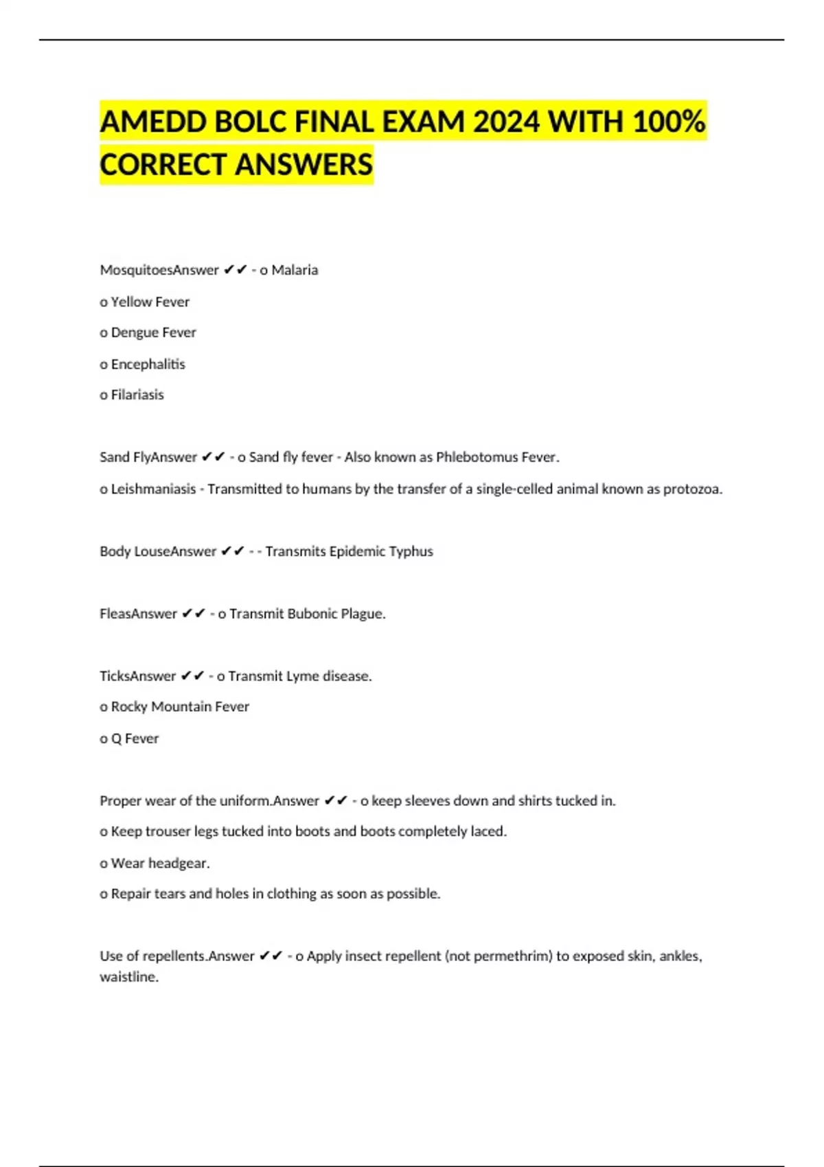 AMEDD BOLC FINAL EXAM 2024 WITH 100% CORRECT ANSWERS - AMEDD BOLC ...