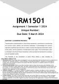IRM1501 Assignment 1 (ANSWERS) Semester 1 2024 - DISTINCTION GUARANTEED ...