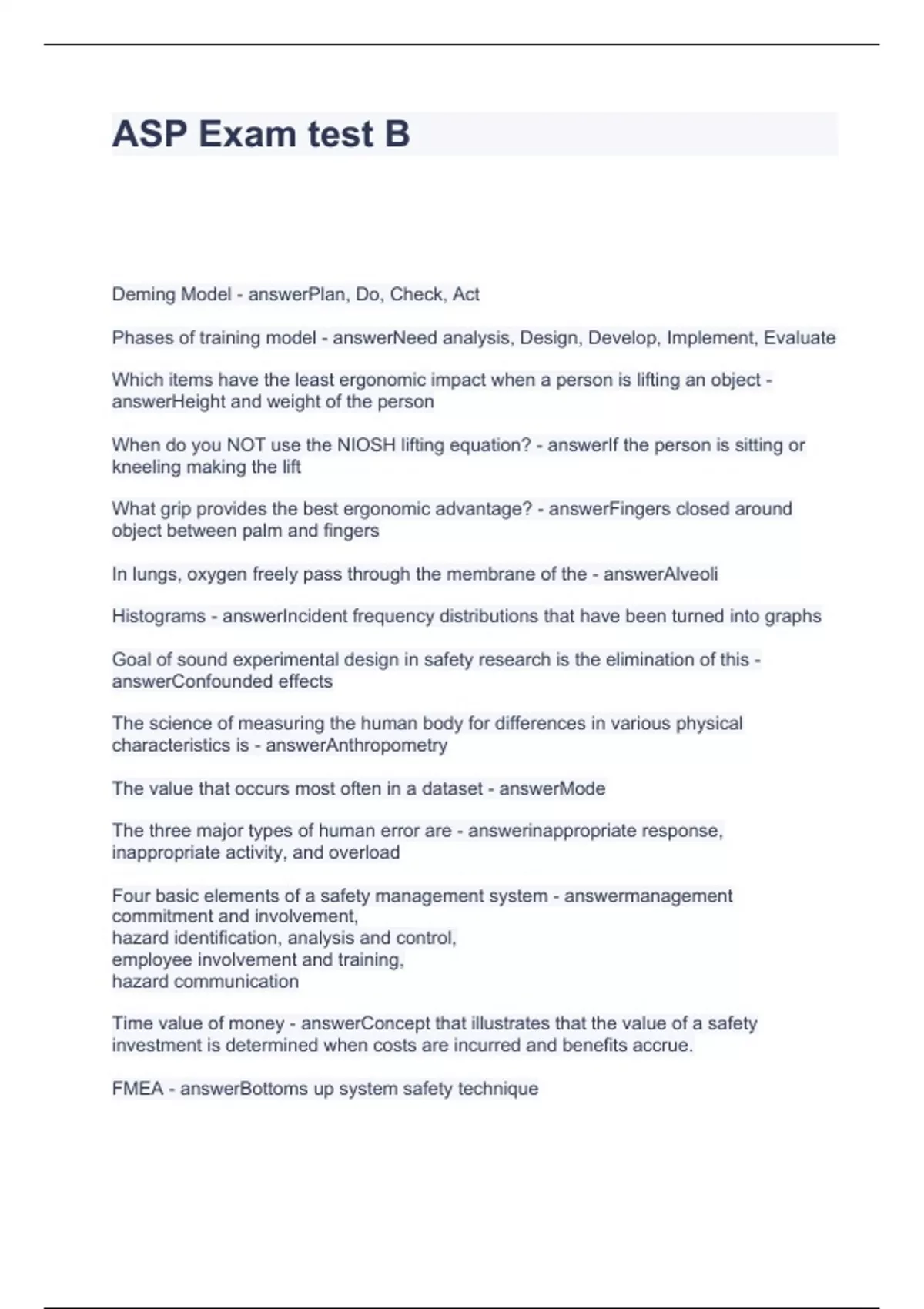 ASP Exam test B Questions and Answers 2024 - ASP - Stuvia US