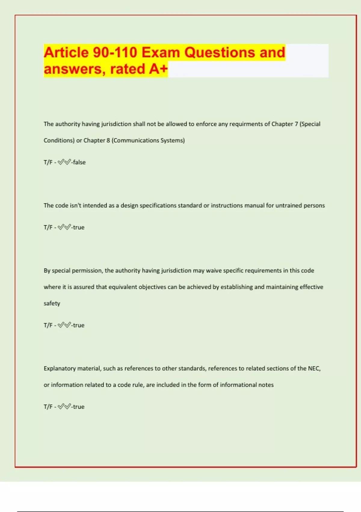 Article 90-110 Exam Questions and answers, rated A+/ EXAM PREDICTION ...