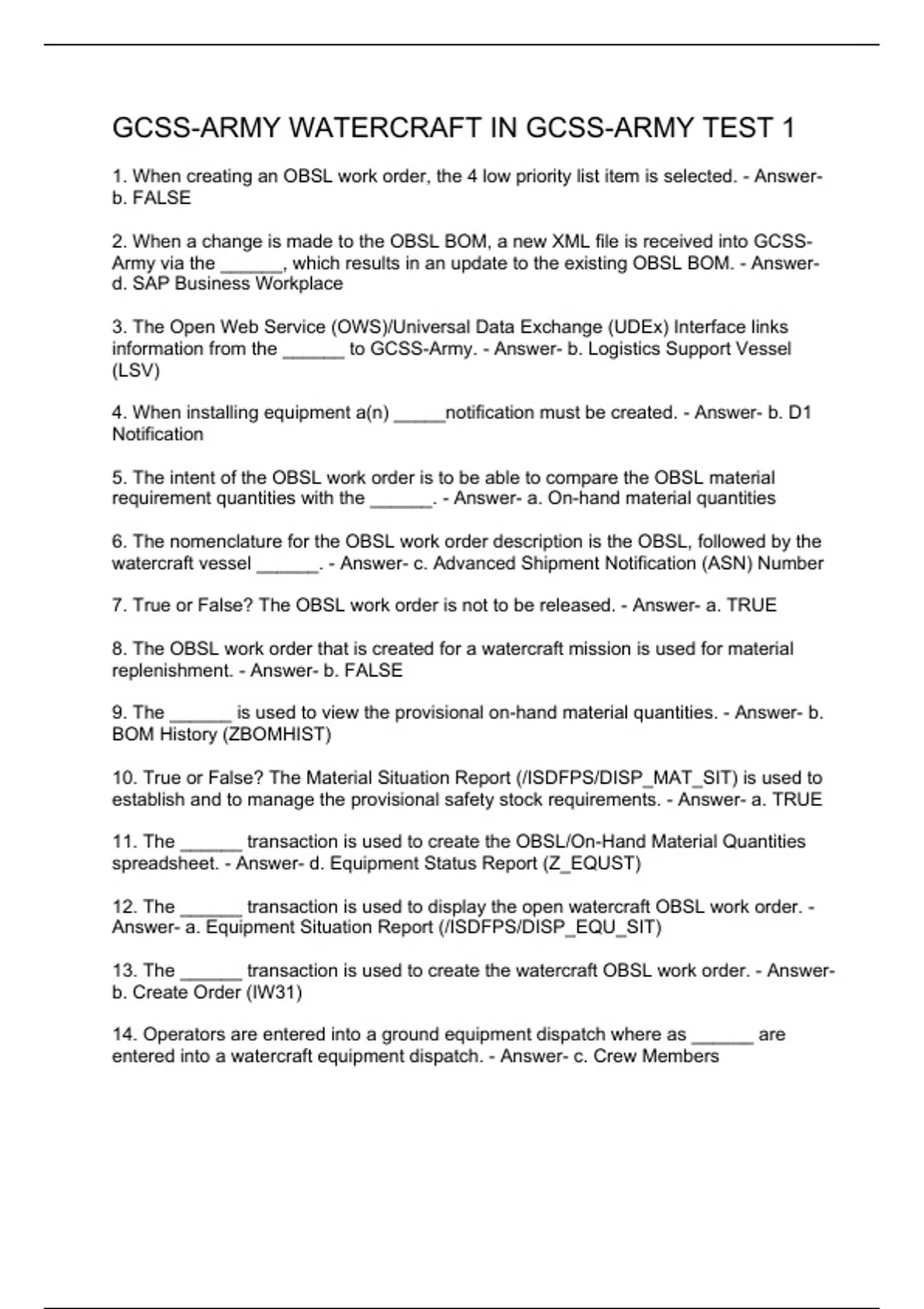 Gcss Army Watercraft In Gcss Army Test 1 Gcss Army Stuvia Us