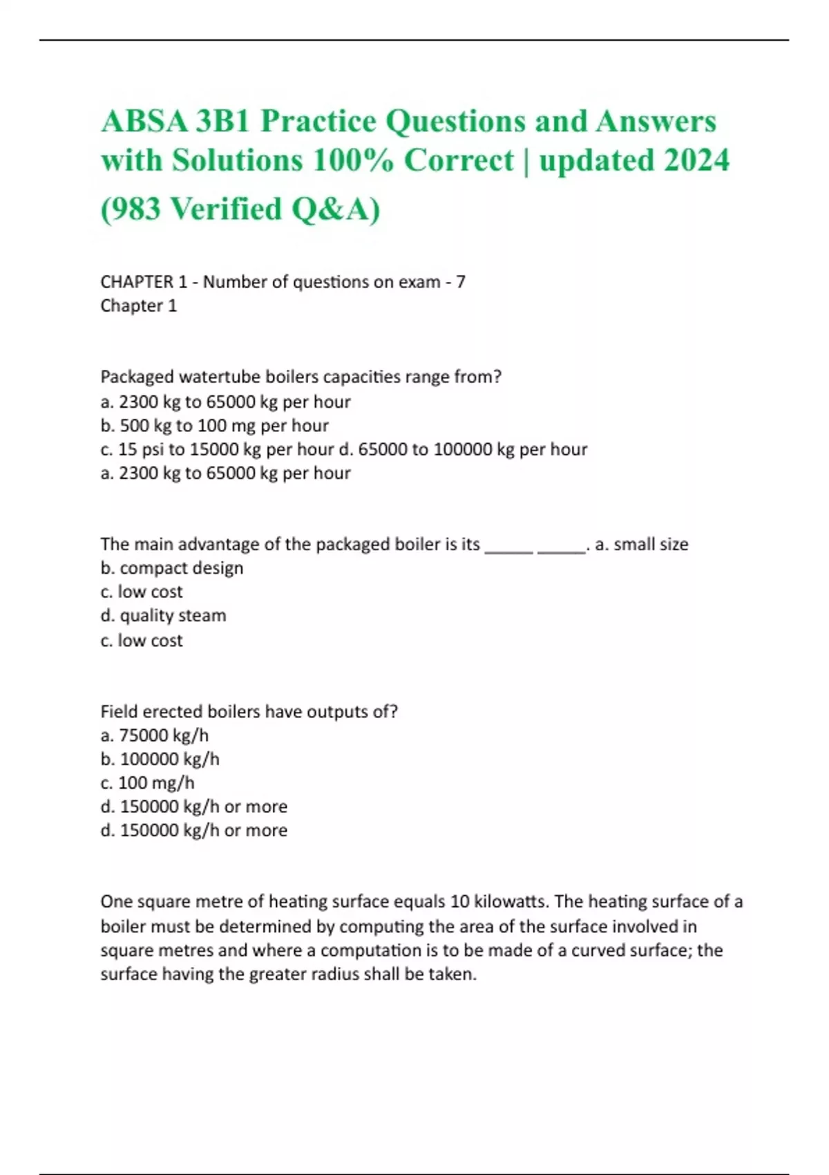 ABSA 3B1 Practice Questions and Answers with Solutions 100% Correct ...