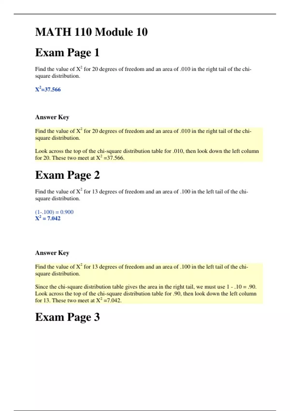 Math 110 Module 10 Exam Up To Date Math110 Module 10 Exam Math 110 Statistics Module 10