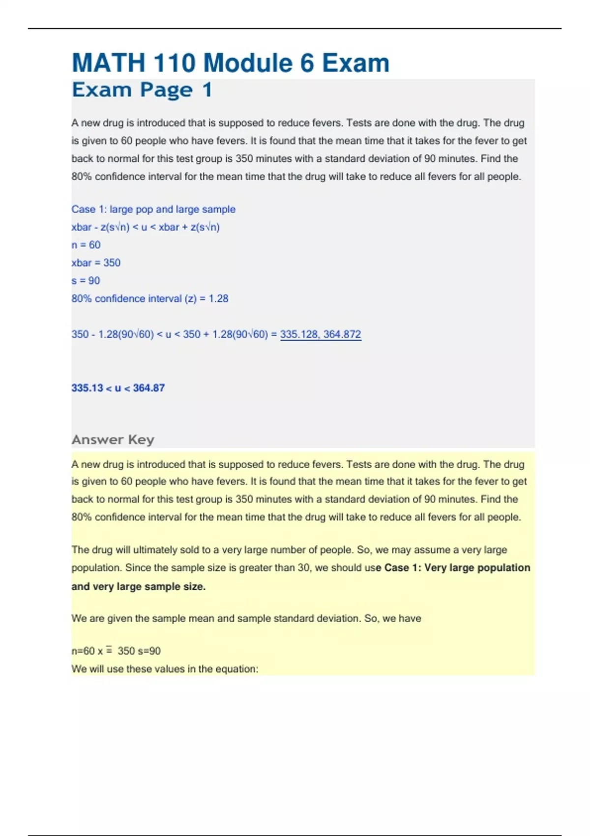 MATH 110 Module 6 Exam (Up-to-date, ) / MATH110 Module 6 Exam/ MATH 110 ...