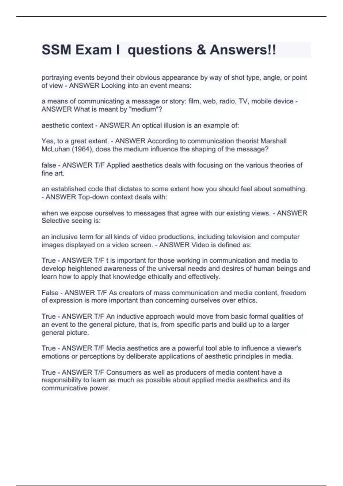SSM Exam I questions & Answers!!SSM Exam I questions & Answers!! - SSM ...