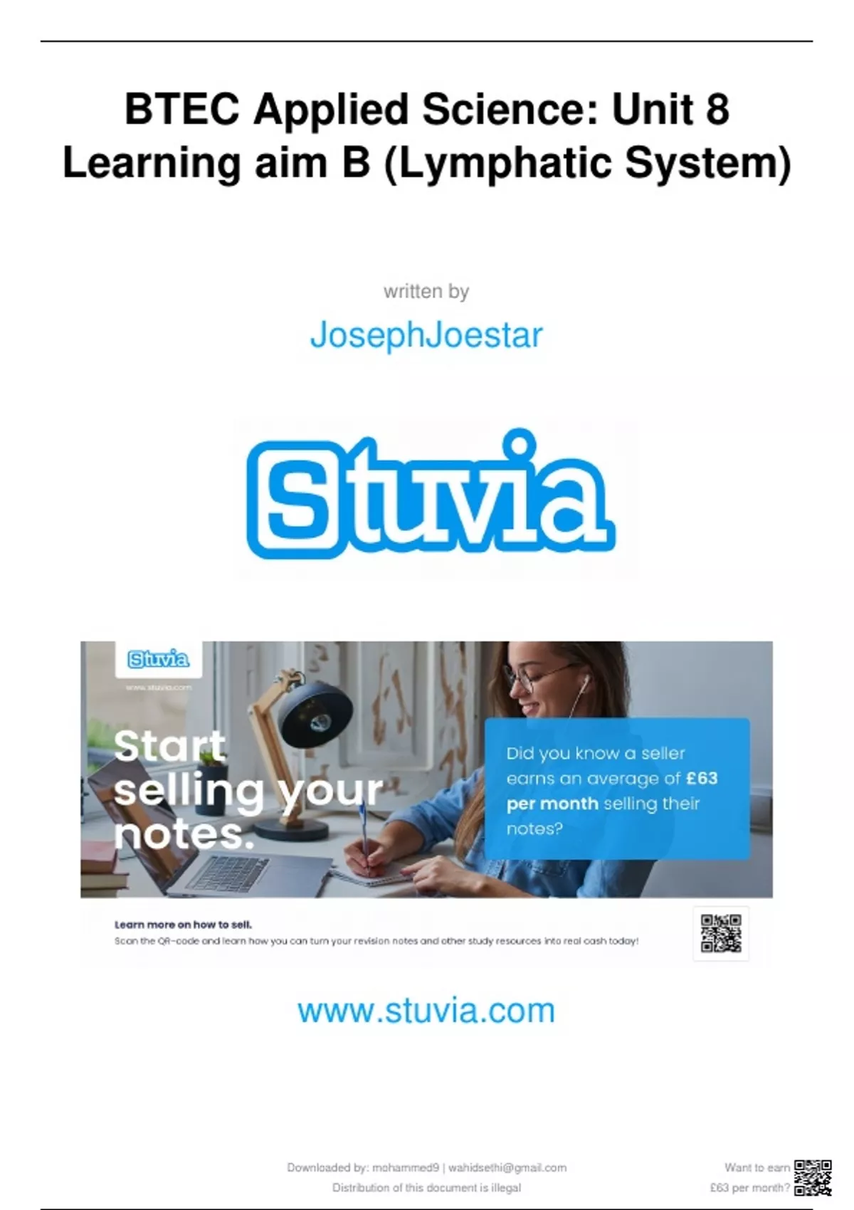 BTEC applied science: Unit 8B (Lymphatic System & Disorders) - Unit 8 ...